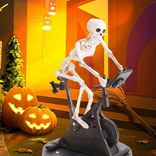 Amazon.com: Halloween Skeleton Riding Bike, Animated Skeleton Pedaling ...