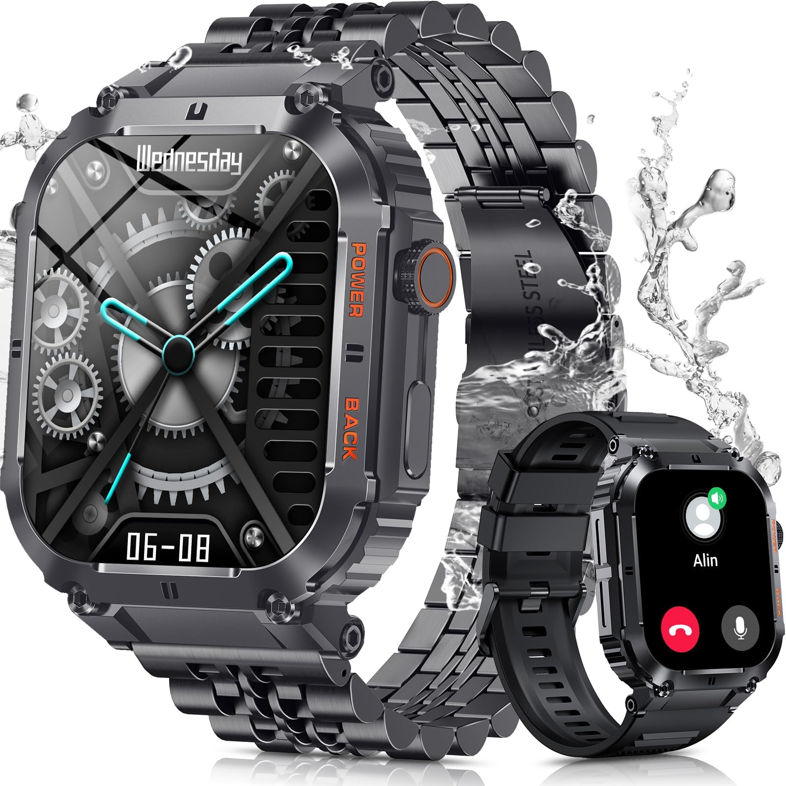 Amazon.com: PODOEIL Military Smart Watch for Men with Bluetooth Calling ...