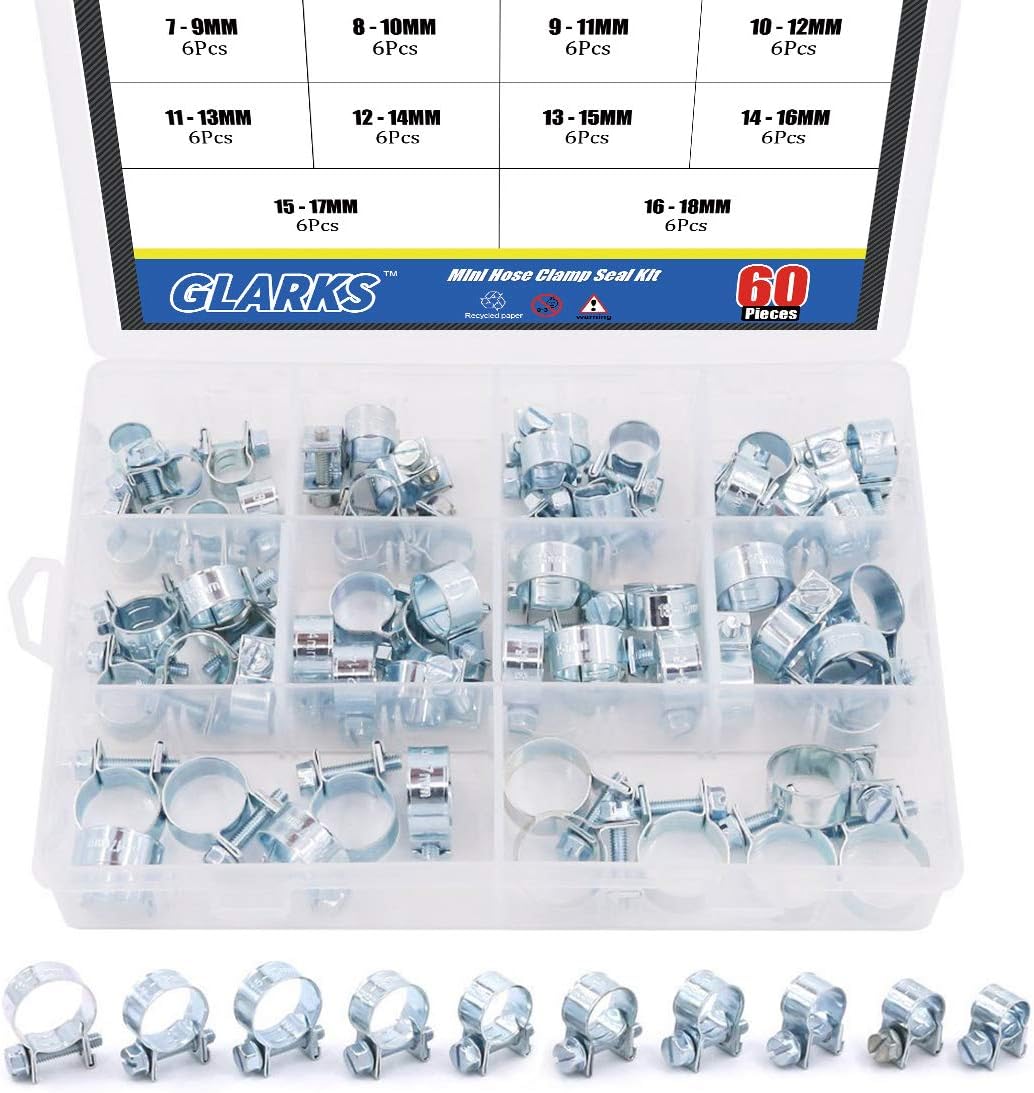 Glarks 84Pcs 10 Size Mini Fuel Injection Style Hose Clamp Assortment ...