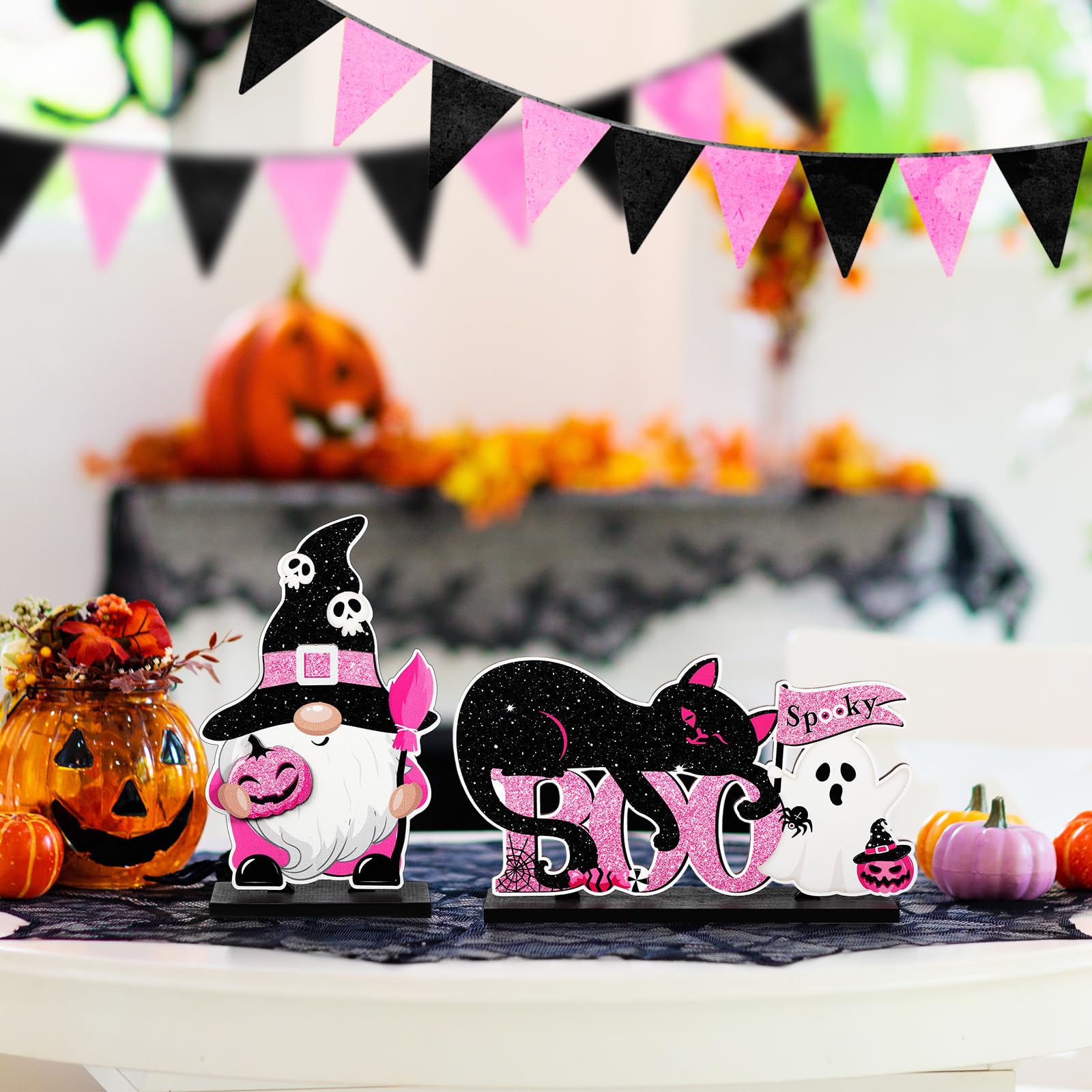 Snapklik.com : 5 Pcs Halloween Table Signs Decor Happy Boo Day Wooden ...