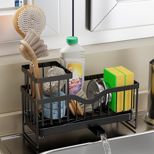 Amazon.com: Generic Sink Caddy Organizer, Black Metal Kitchen Counter ...