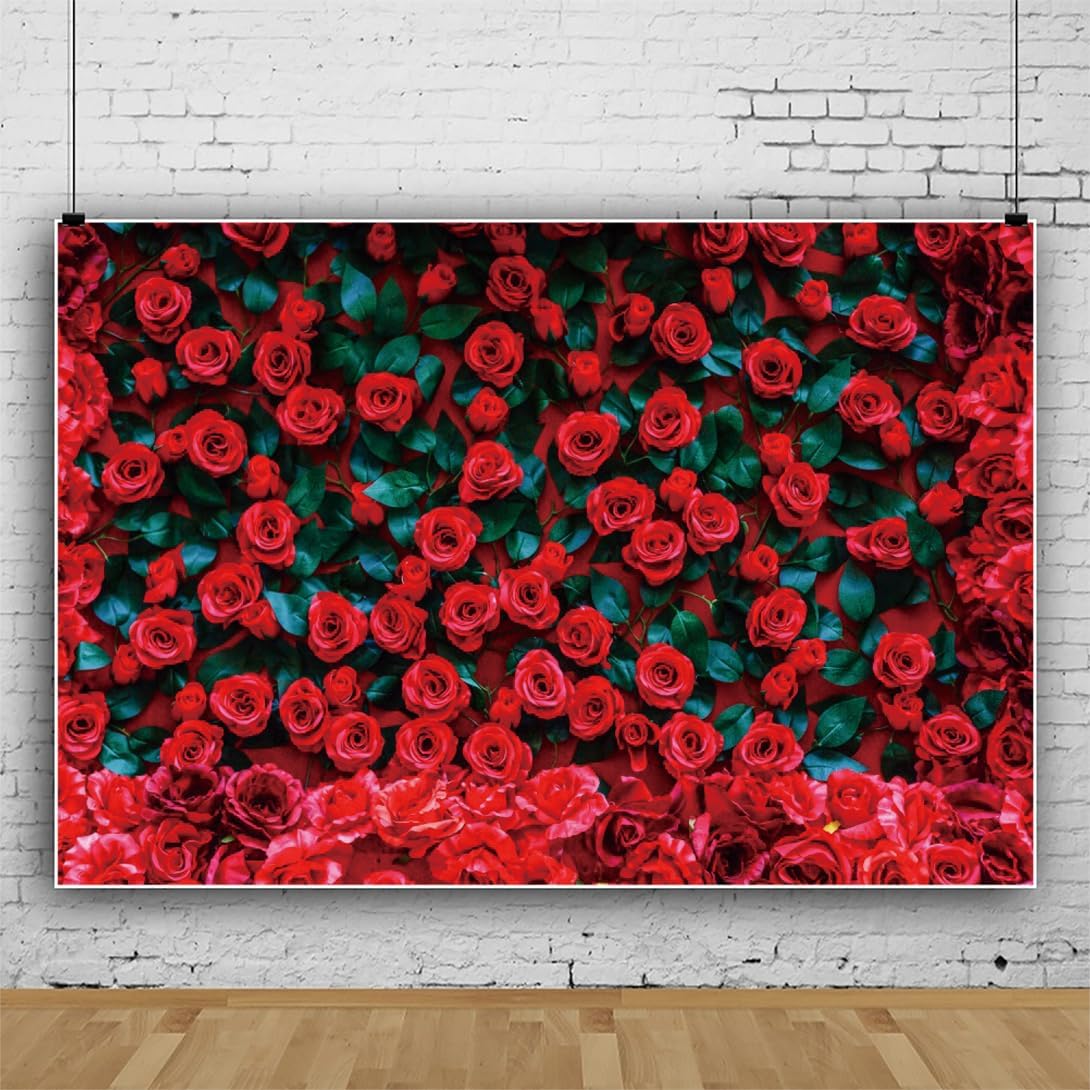 Amazon.com : TOENGS 10x8ft Red Rose Backdrop Red Roses Floral Wedding ...