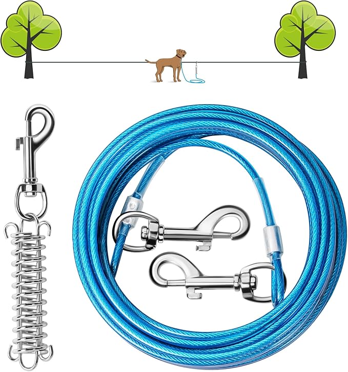 Amazon.com : HYHJH Dog Tie Out Cable, 50 FT Heavy Duty Dog Lead Cable ...