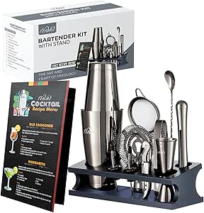 Amazon.com: TEAVAS Mixology Bartender Kit with Japanese Jiggler & Stand - 13 Piece Stainless ...