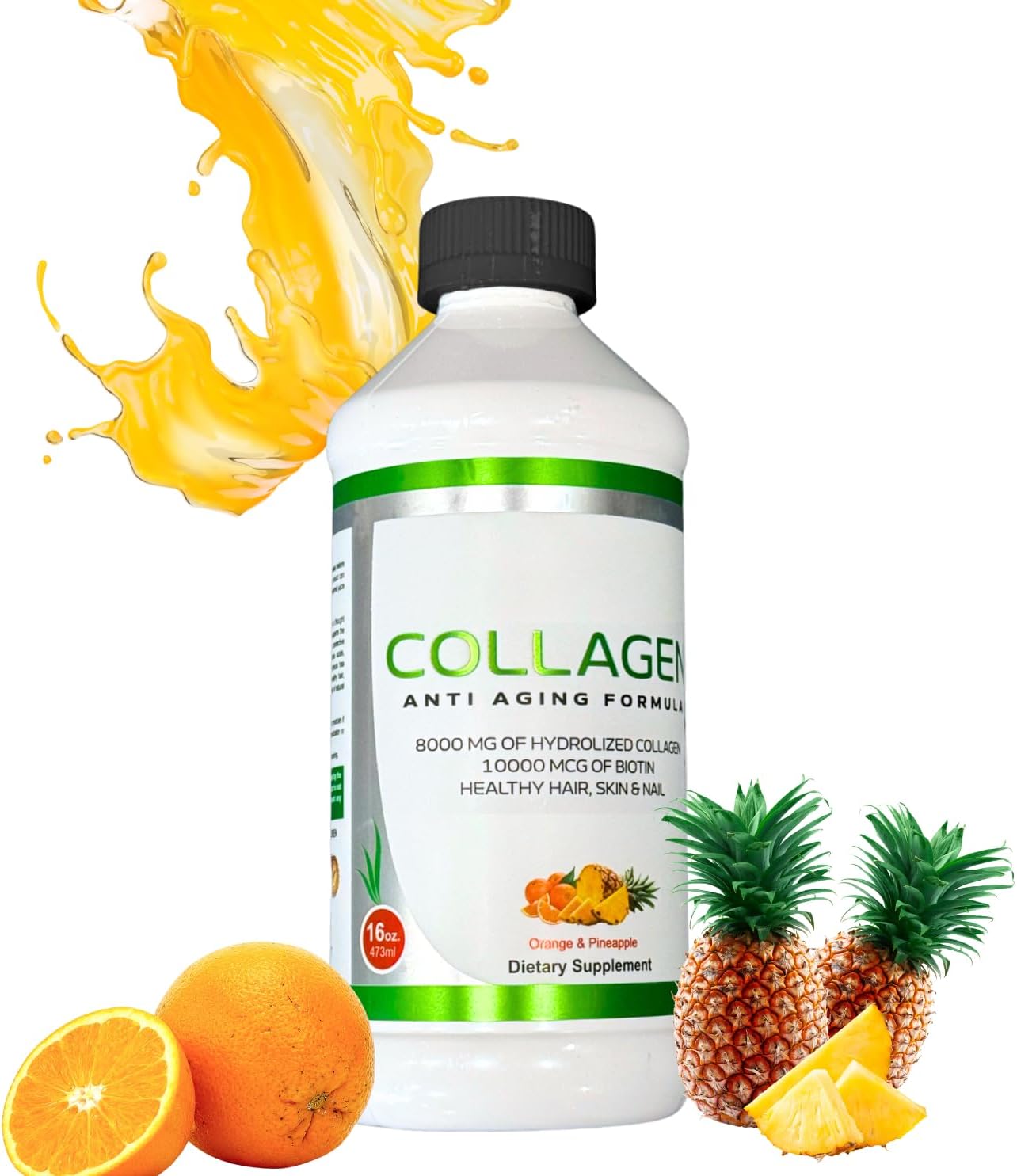 Amazon.com: Liquid Collagen for Women & Men-Pine'O'Range Flavored ...