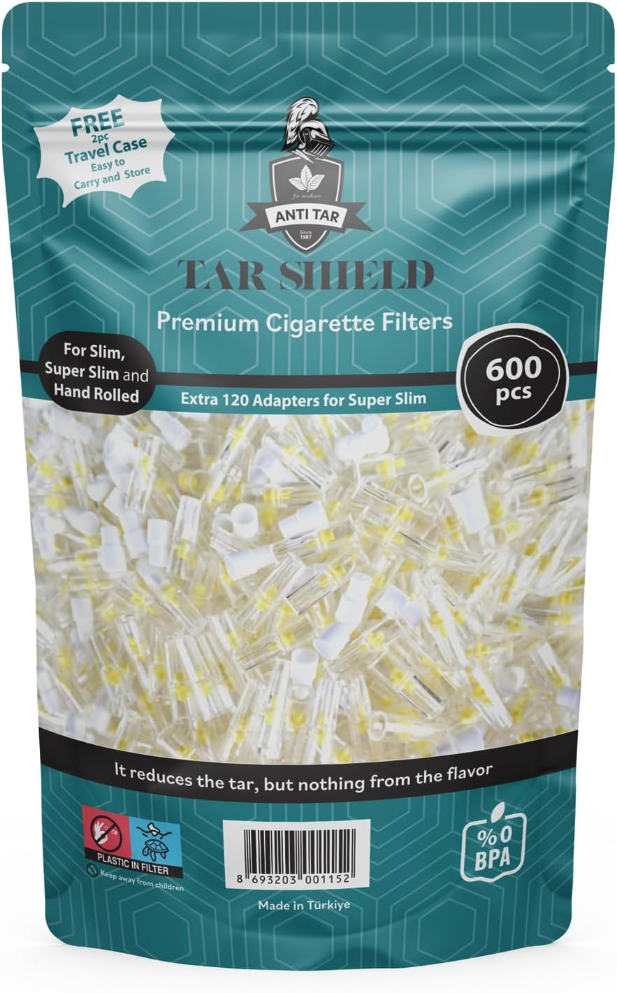 Amazon.com: Tar Shield 600 Slim Disposable Cigarette Filters, Cigarette ...