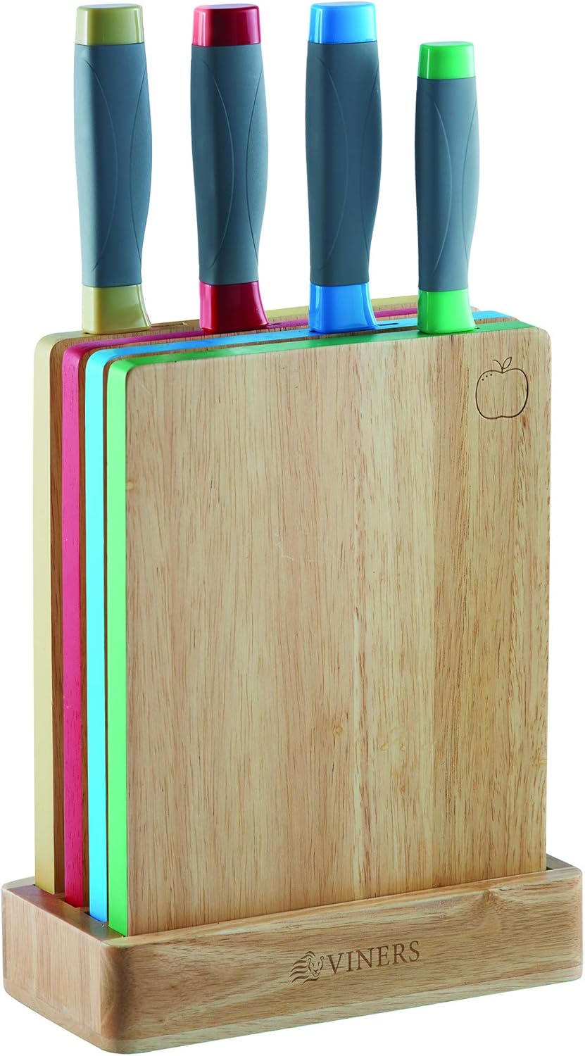 Viners Assure Knife Block & Cutting Board Set | 4 x Safety Kitchen ...
