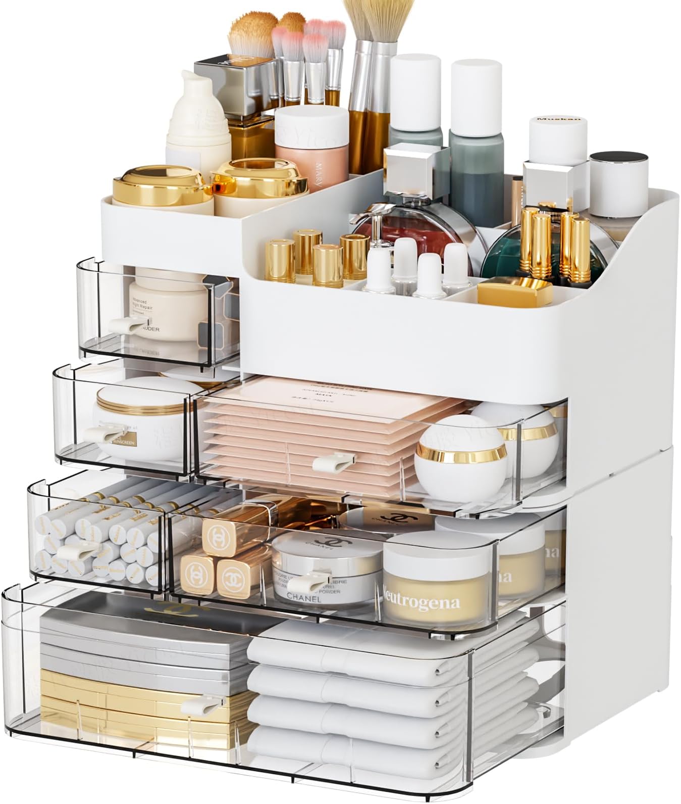 Amazon.com: PTBSZCWY Large Makeup Organizer for Counter With 4 Drawers ...