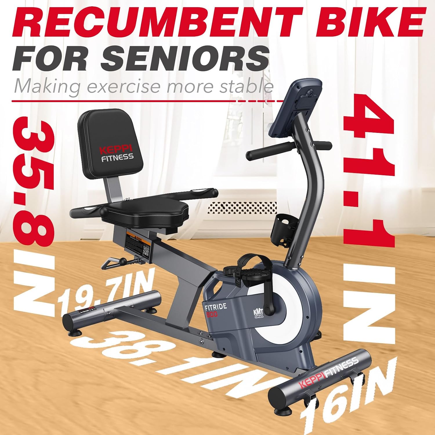 KeppiFitness – Bicicleta estática reclinada con 8 niveles de ...