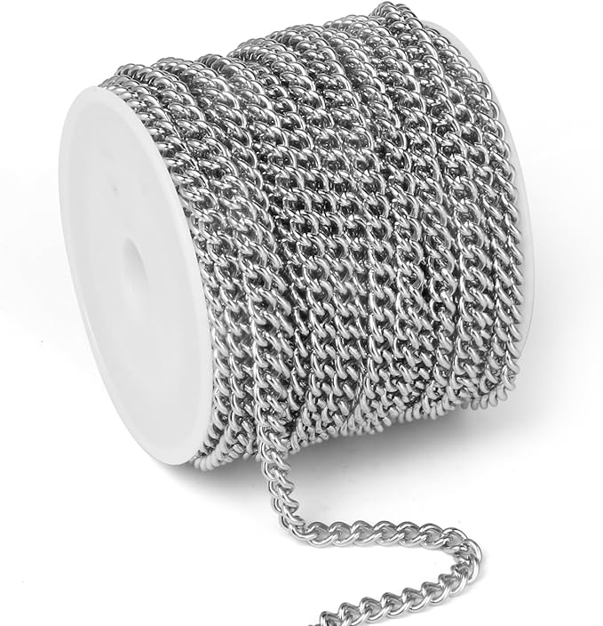 Amazon.com: 33FT Stainless Steel Curb Chain Roll, 5mm 304 Stainless ...