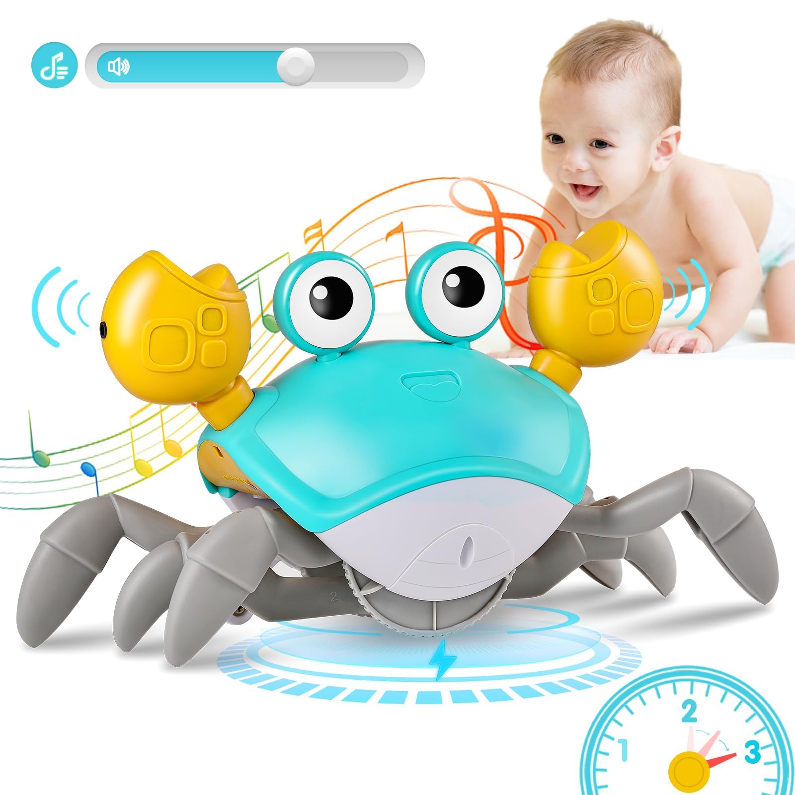 Amazon.com: WAVISA Crawling Crab Baby Toys, Tummy Time Toys for 3 4 5 6 ...