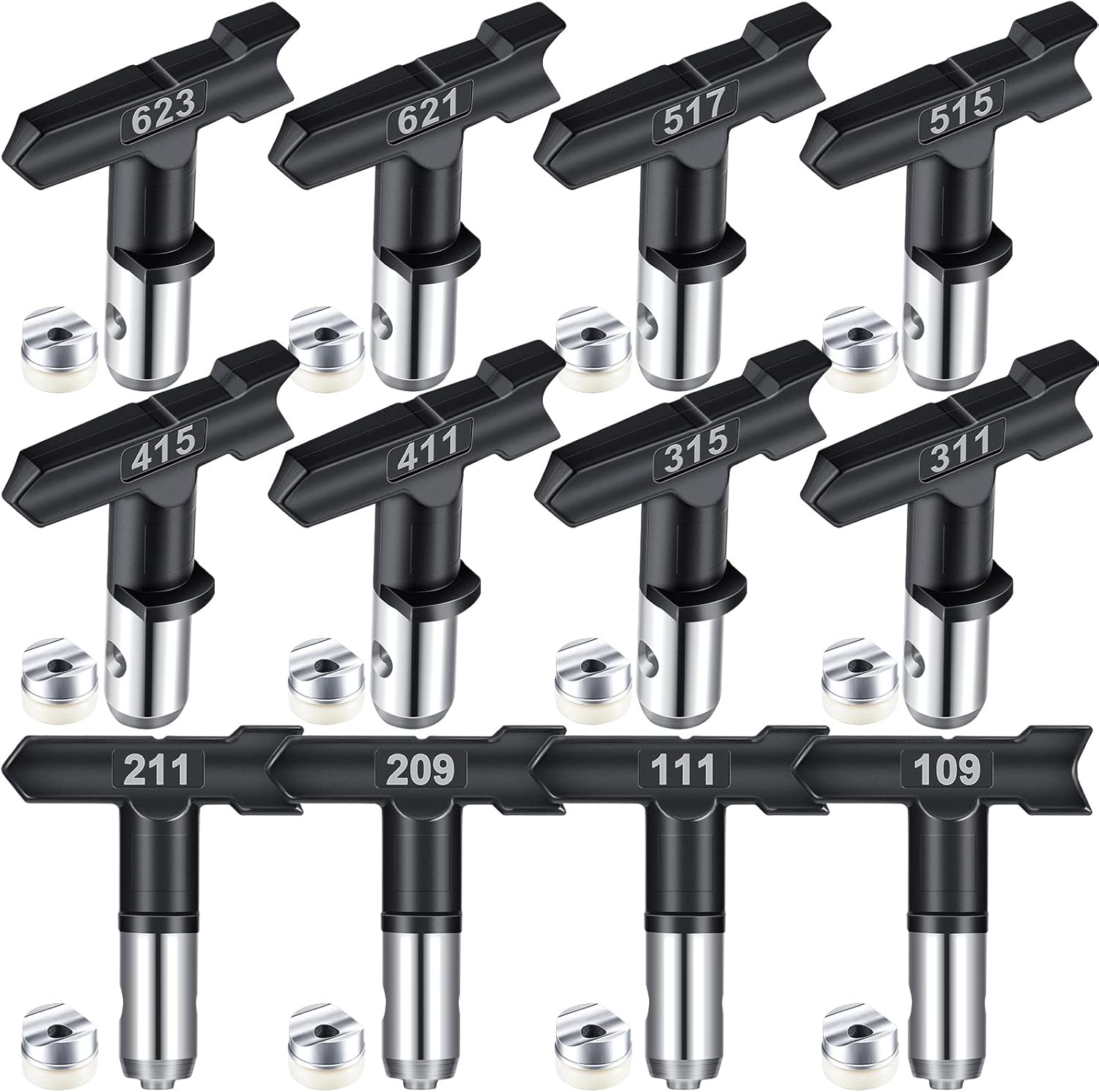 Zhengmy 12 Pcs Airless Paint Sprayer Tips Reversible Spray Tips Nozzles ...