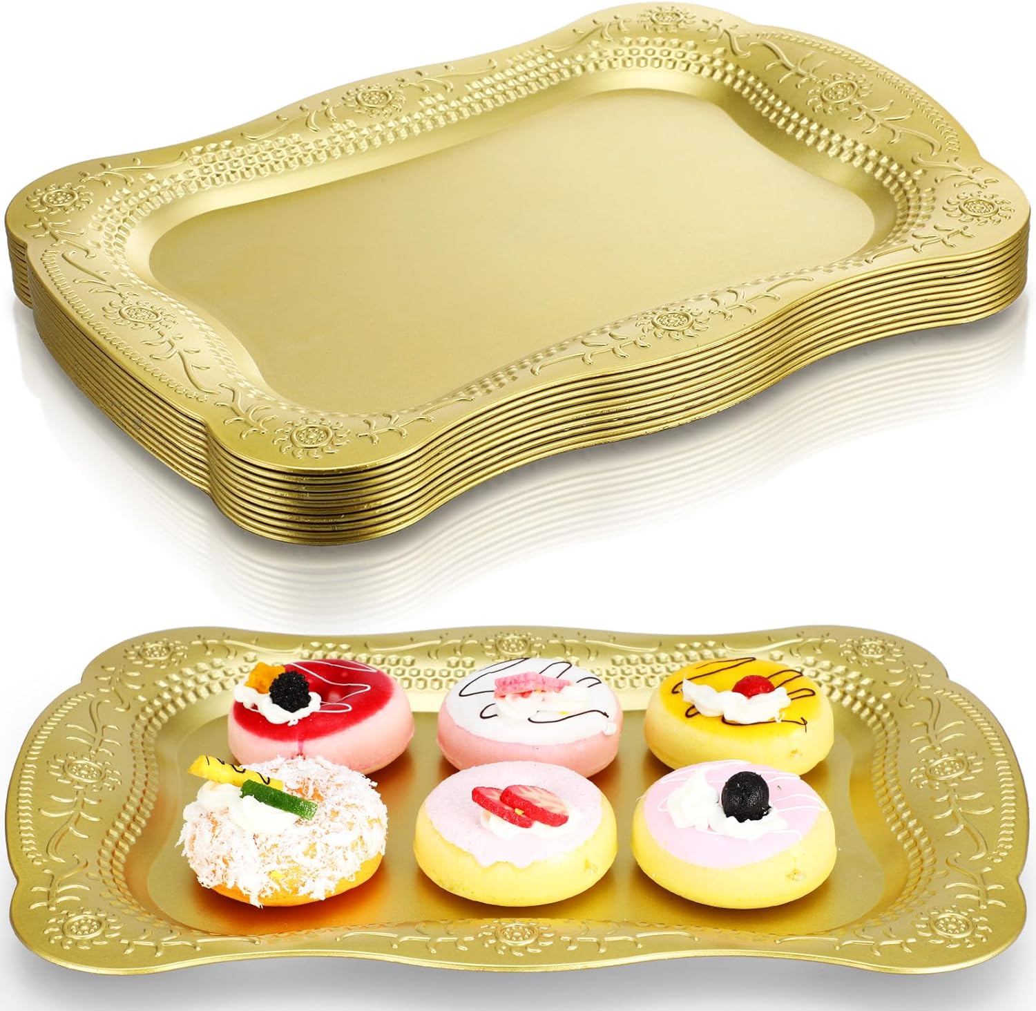 Amazon.com | Layhit 10 Pcs Plastic Serving Trays 13" x 9" Rectangle ...