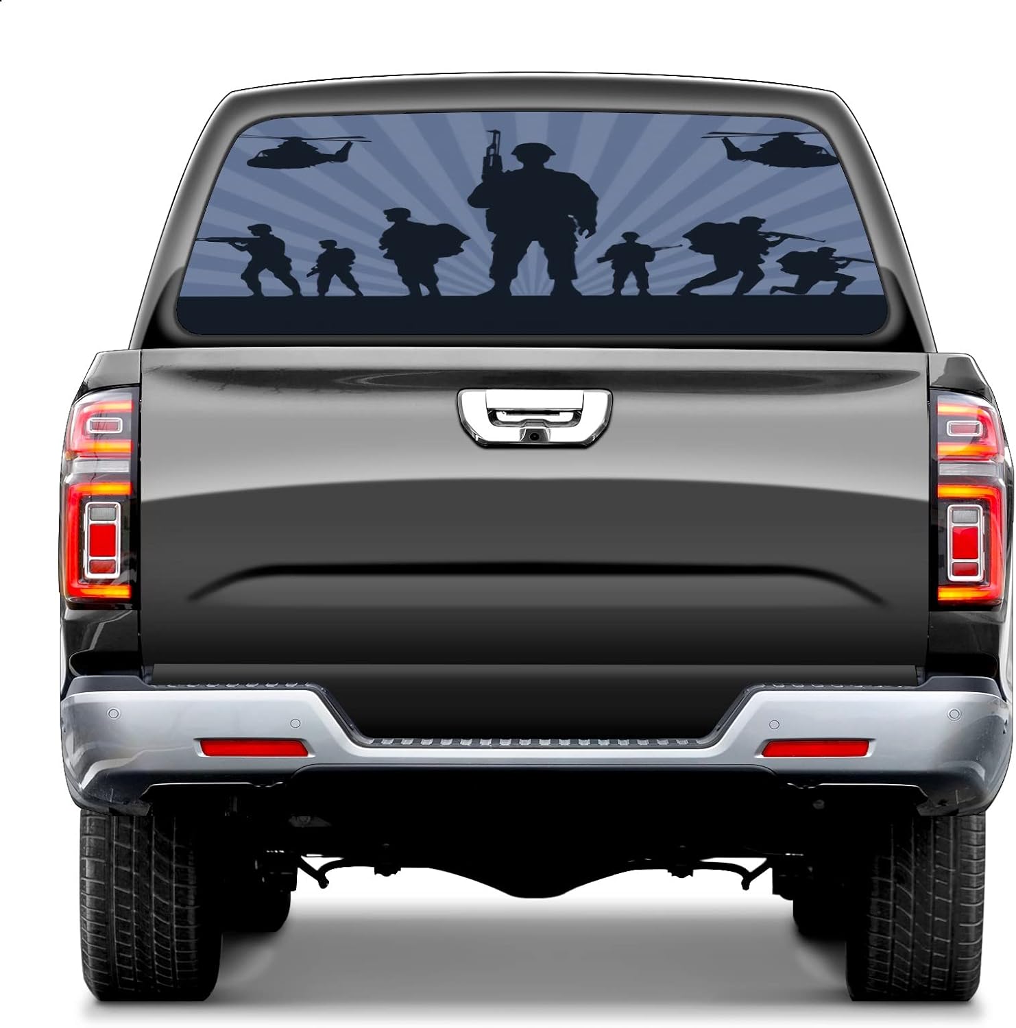 Amazon.com - Truck Rear Window Decal Wrap Helicopter Soldier Army ...