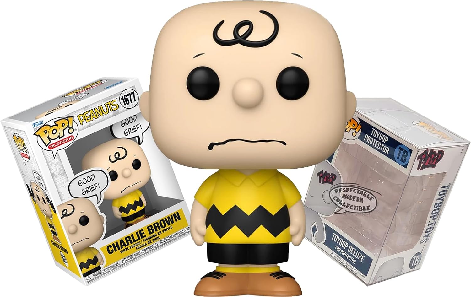 Amazon.com: Funko Good Grief Charlie Brown + Pop Protector: Peanuts Pop ...