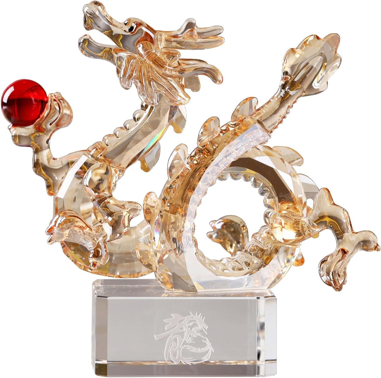 Amazon.com: Dragon with Stars Crystal Accented Glass Figurine : Home ...