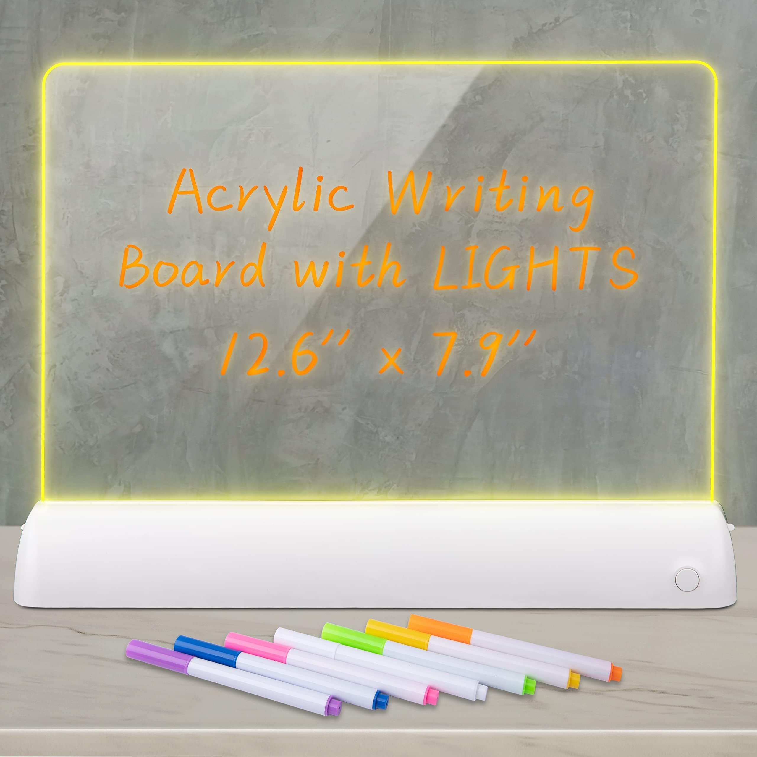 Amazon.com : Acrylic Dry Erase Board with Light, 12.6'' X 7.9'' (A4 ...