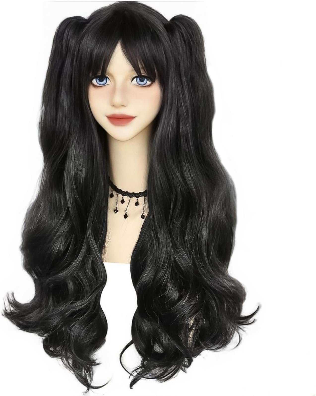 Amazon.com: ANOGOL Hair Cap+ Black Pigtail Wig Nadja Wig Rin Tohsak Wig ...