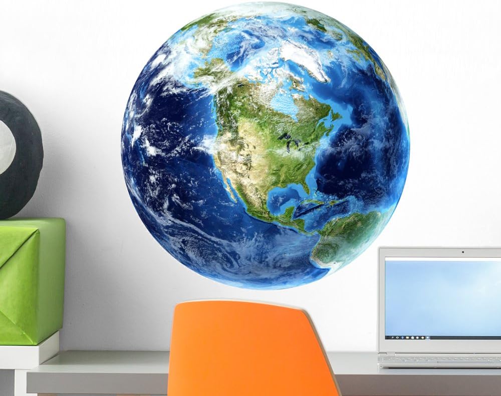 Amazon.com: 3D Rendering Planet Earth Wall Decal by Wallmonkeys Peel ...