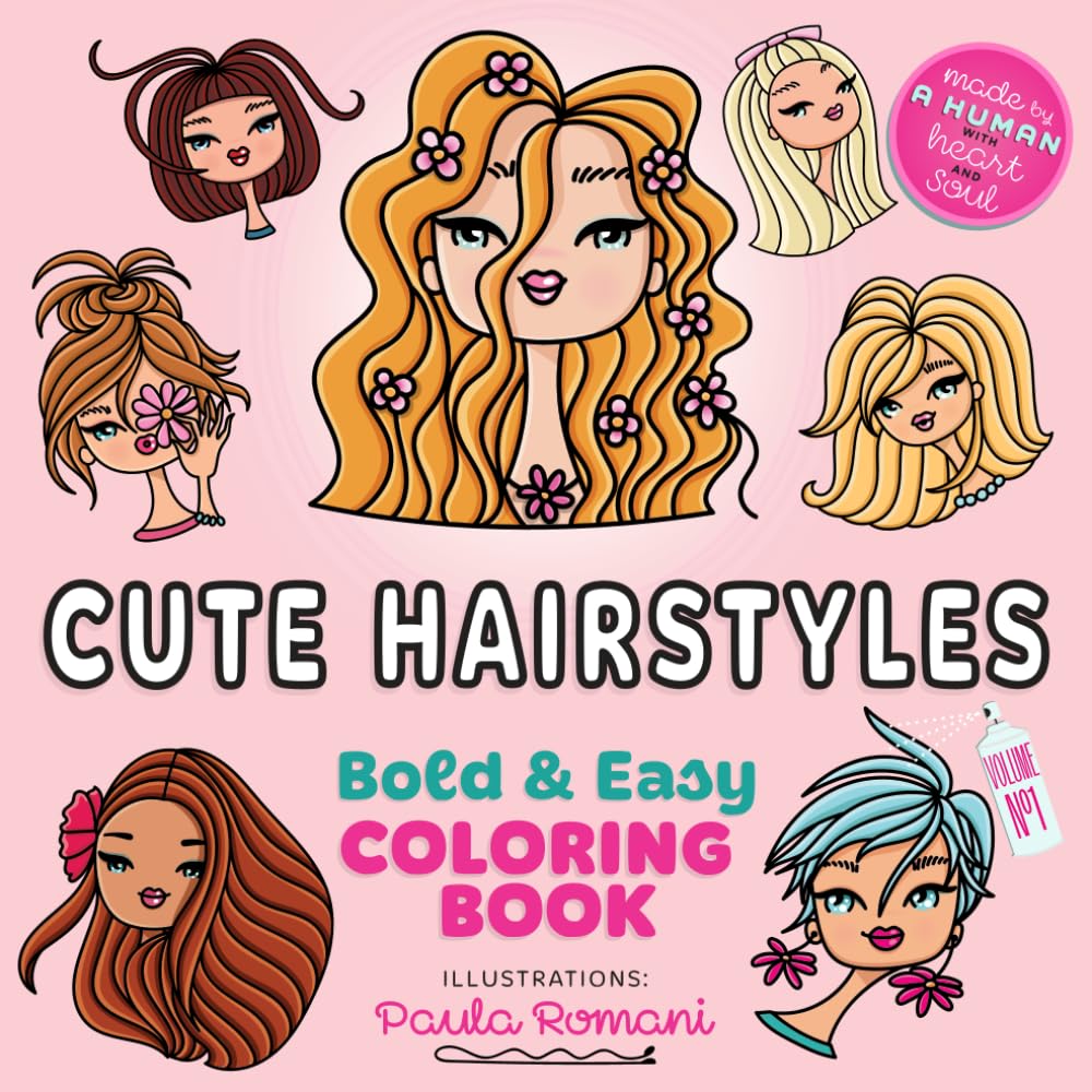 Amazon.com: Easy & Bold Coloring Book of Cute Hairstyles: For Adults ...