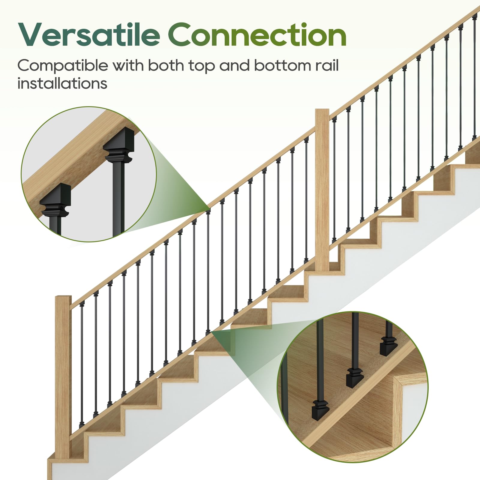 Snapklik.com : Baluster Shoes For 1/2 Inch Stair Spindles, 12 Pack Iron ...