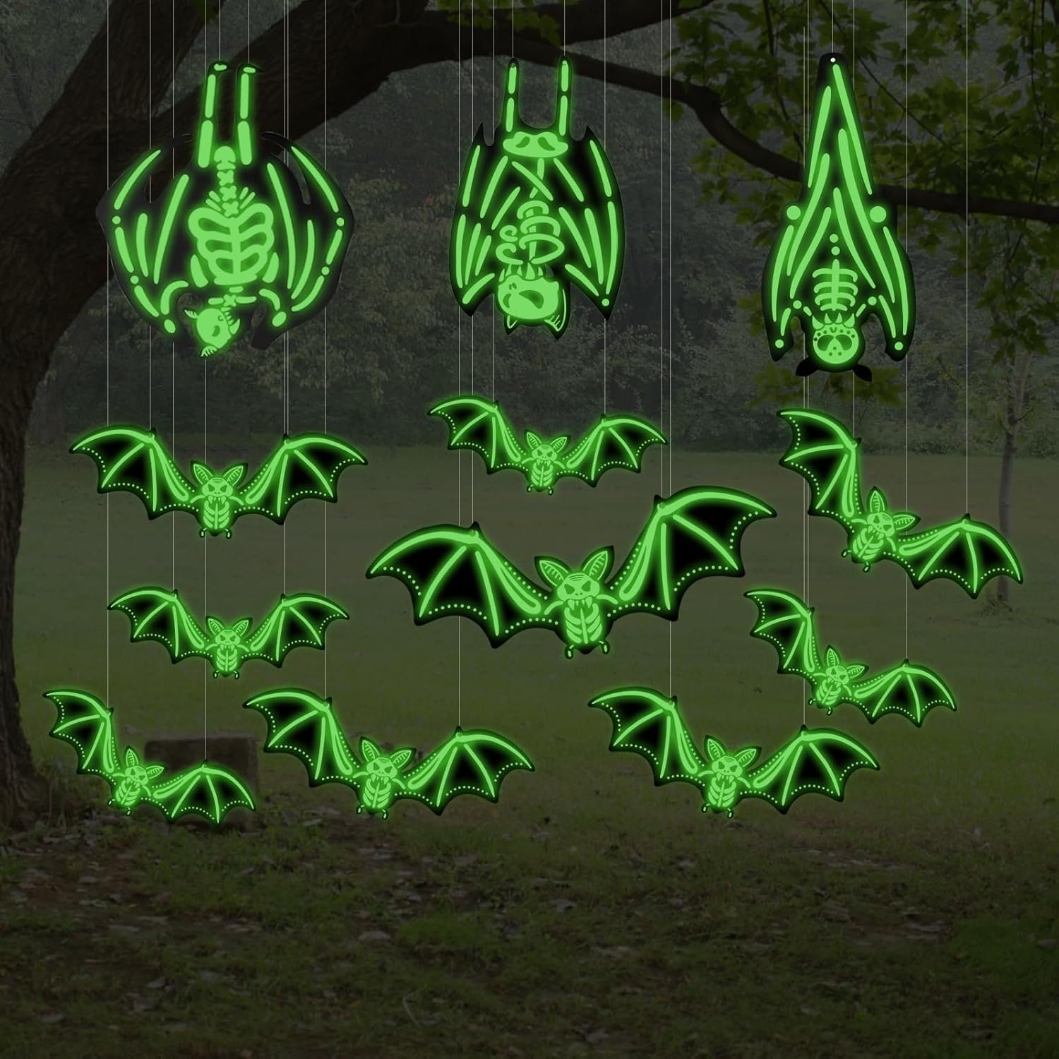 Bototack 12PCS Halloween Hanging Bats Decorations, Halloween Flying Bat ...