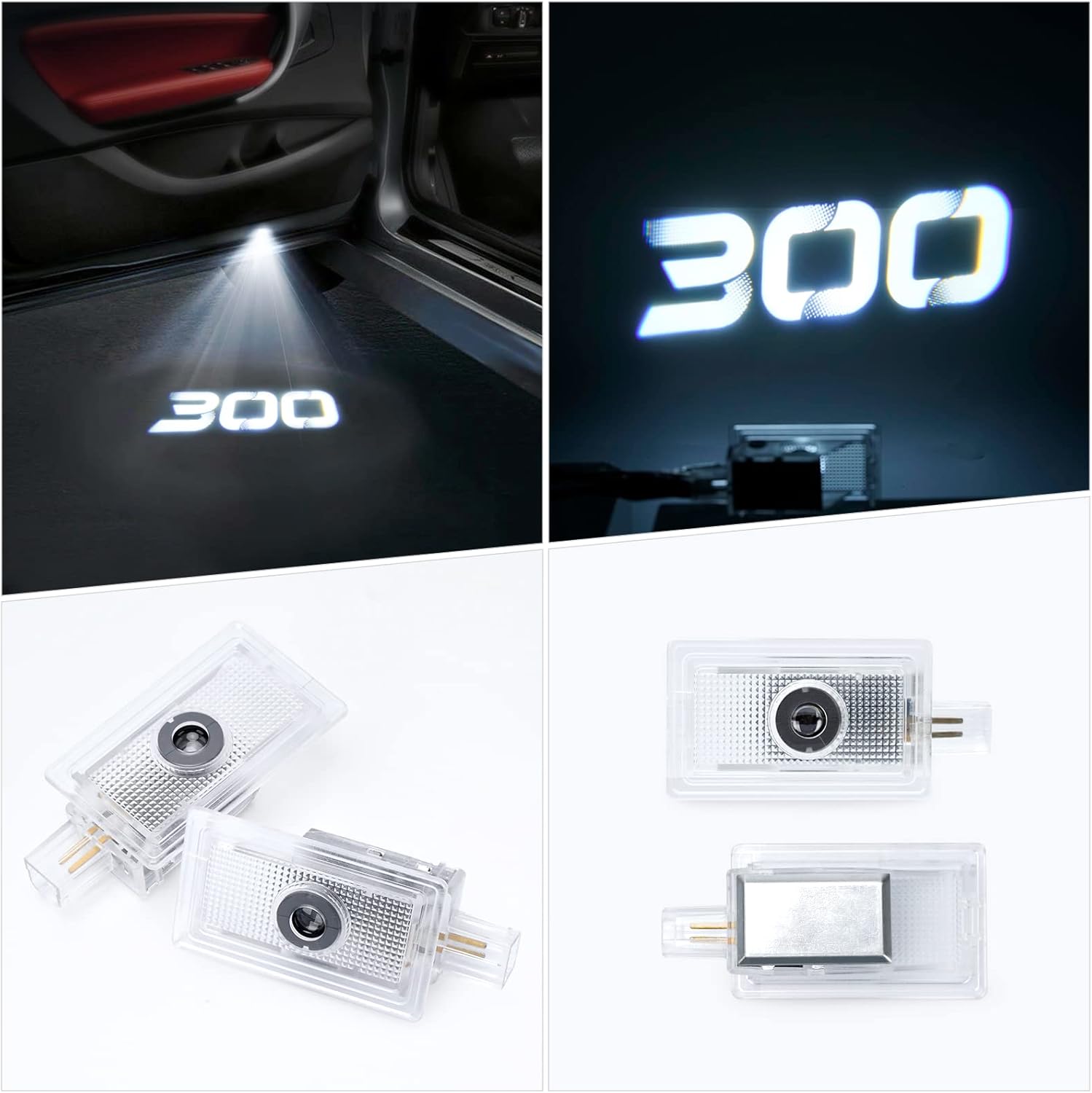 Buy QUNSUNUS Never Fade Car Door LED Logo for Chrysler 300, Car Door ...