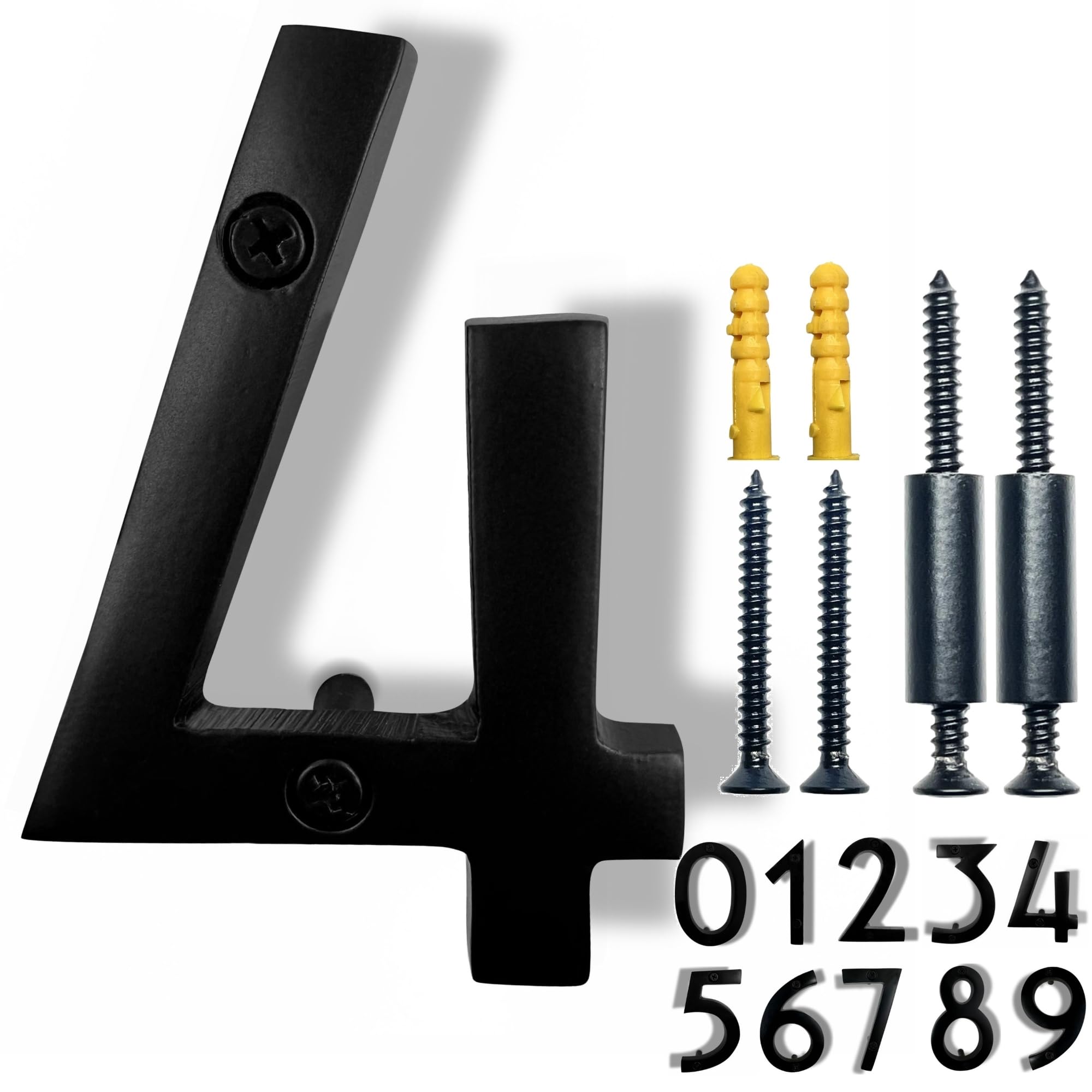 Snapklik.com : NACH Floating House Numbers, 4 Inch Aluminum Black House ...