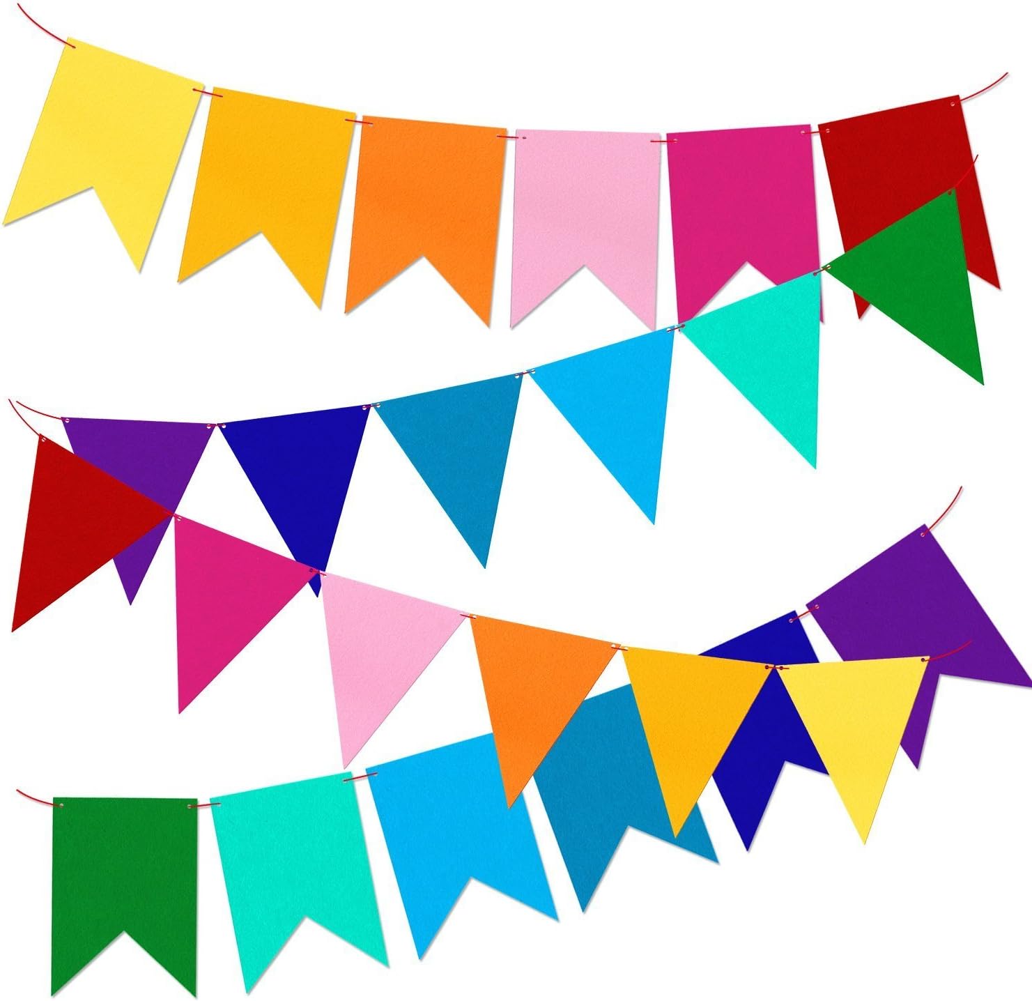 Amazon.com: Colorful Bunting Pennant Banner Flags Party Decorations Set ...