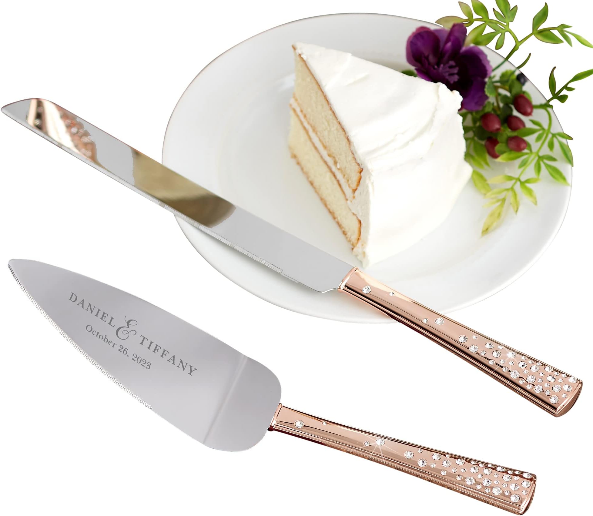 Amazon.com | Personalization Universe Personalized Rose Gold Cake Knife ...