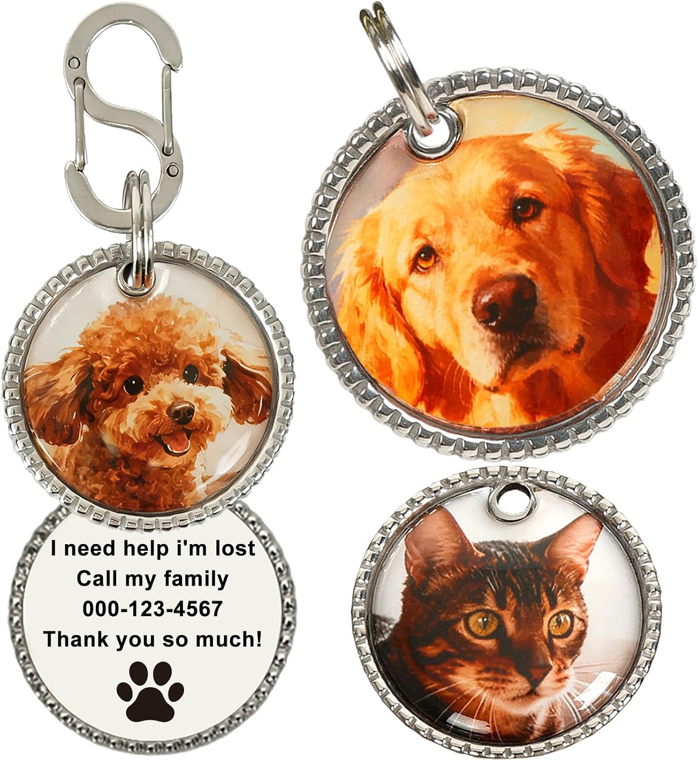 Pet Supplies : Premium Pet Personalized Photo ID Tag, Stainless Steel ...