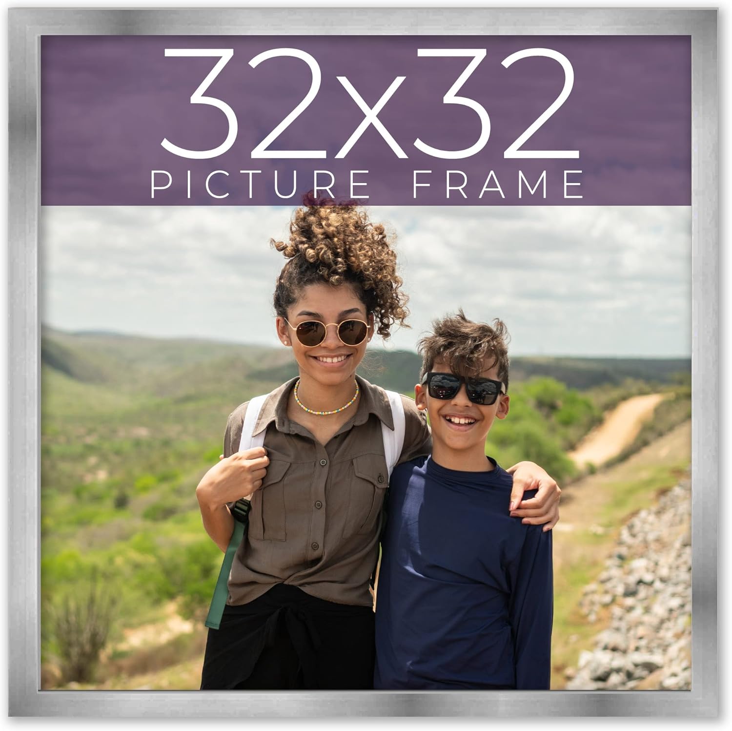 Amazon.com: 32x32 Frame Silver Real Wood Picture Frame Width 0.75 ...