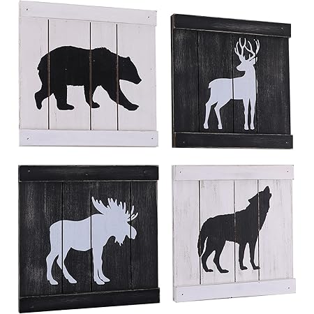 Amazon.com: HomeRustique Real Wooden Cabin Decor with Bear, Deer and ...