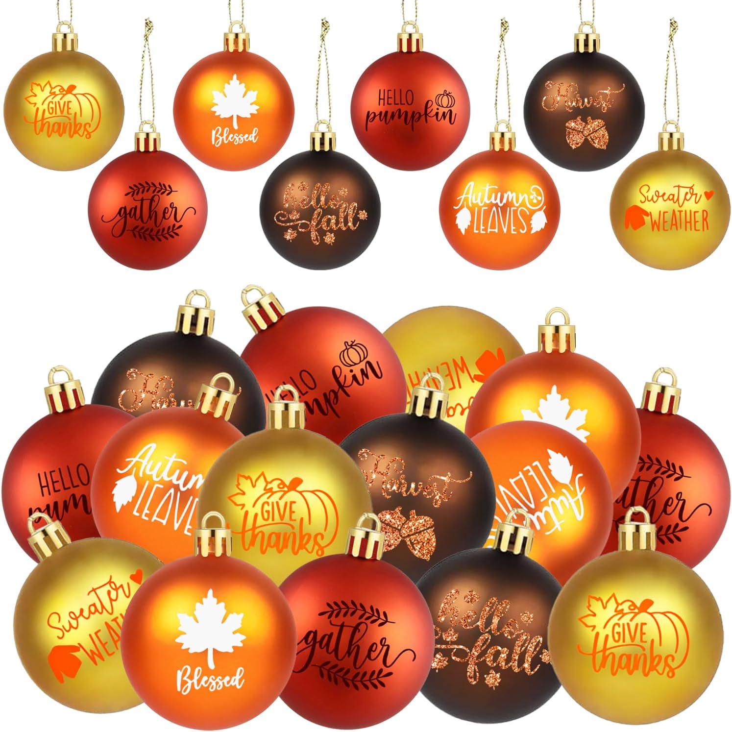 Amazon.com: Medoore 24 Pieces Thanksgiving Fall Ball Ornaments for Tree ...