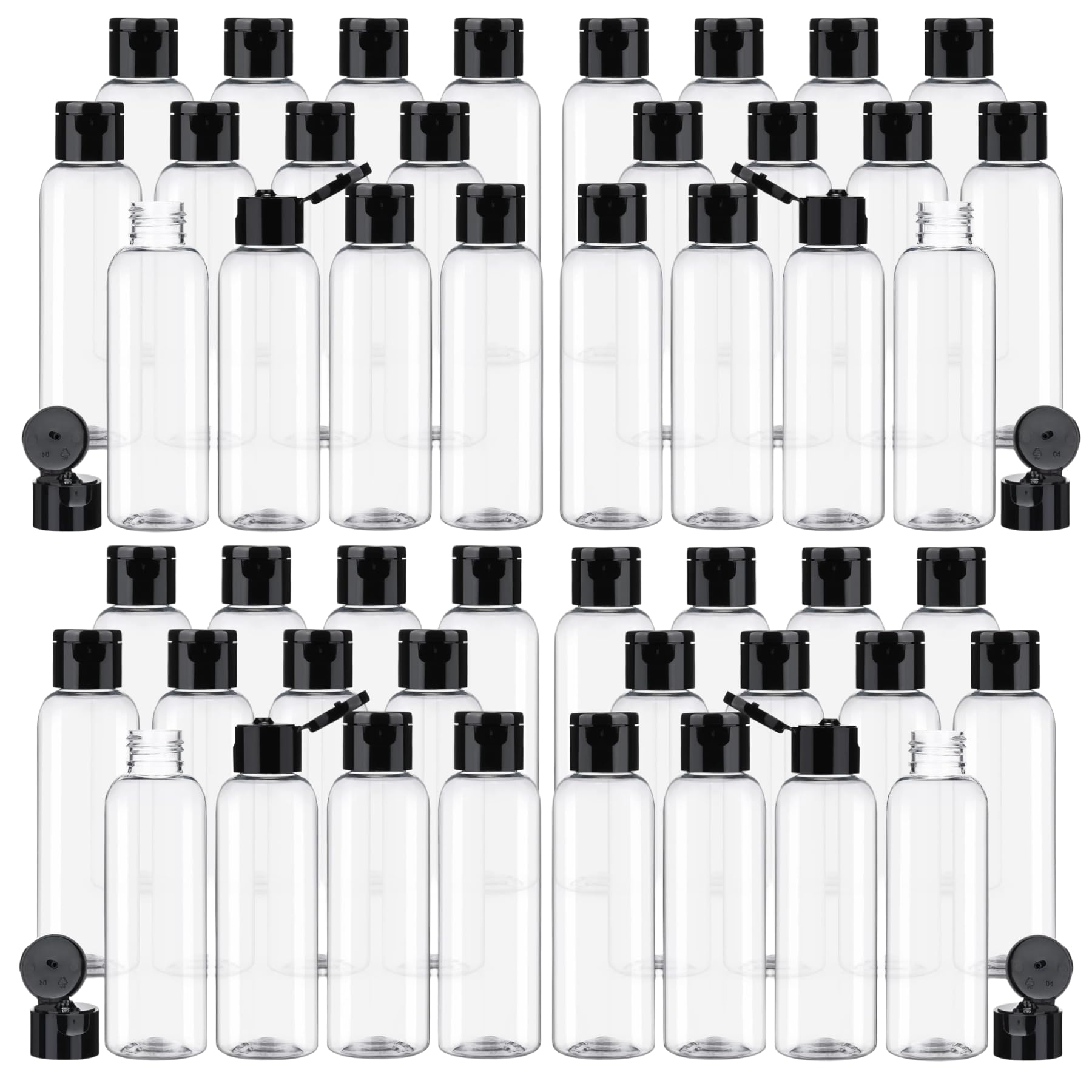 50 Pack 100 ML Plastic Empty Bottles, Clear Travel Containers with Flip ...