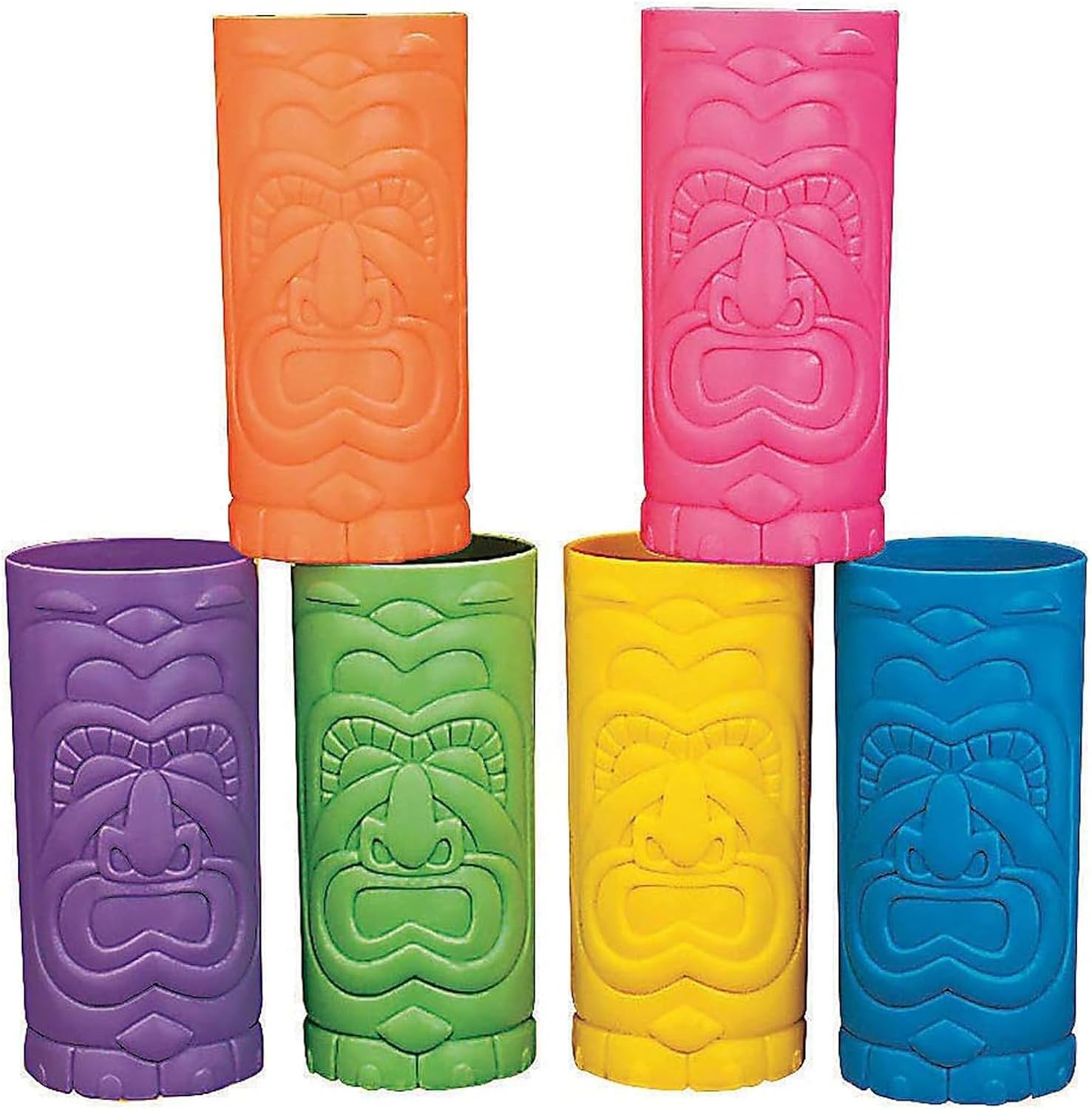 Amazon.com: Fun Express Plastic Tiki Cups - Set of 12 Colorful and Eye ...