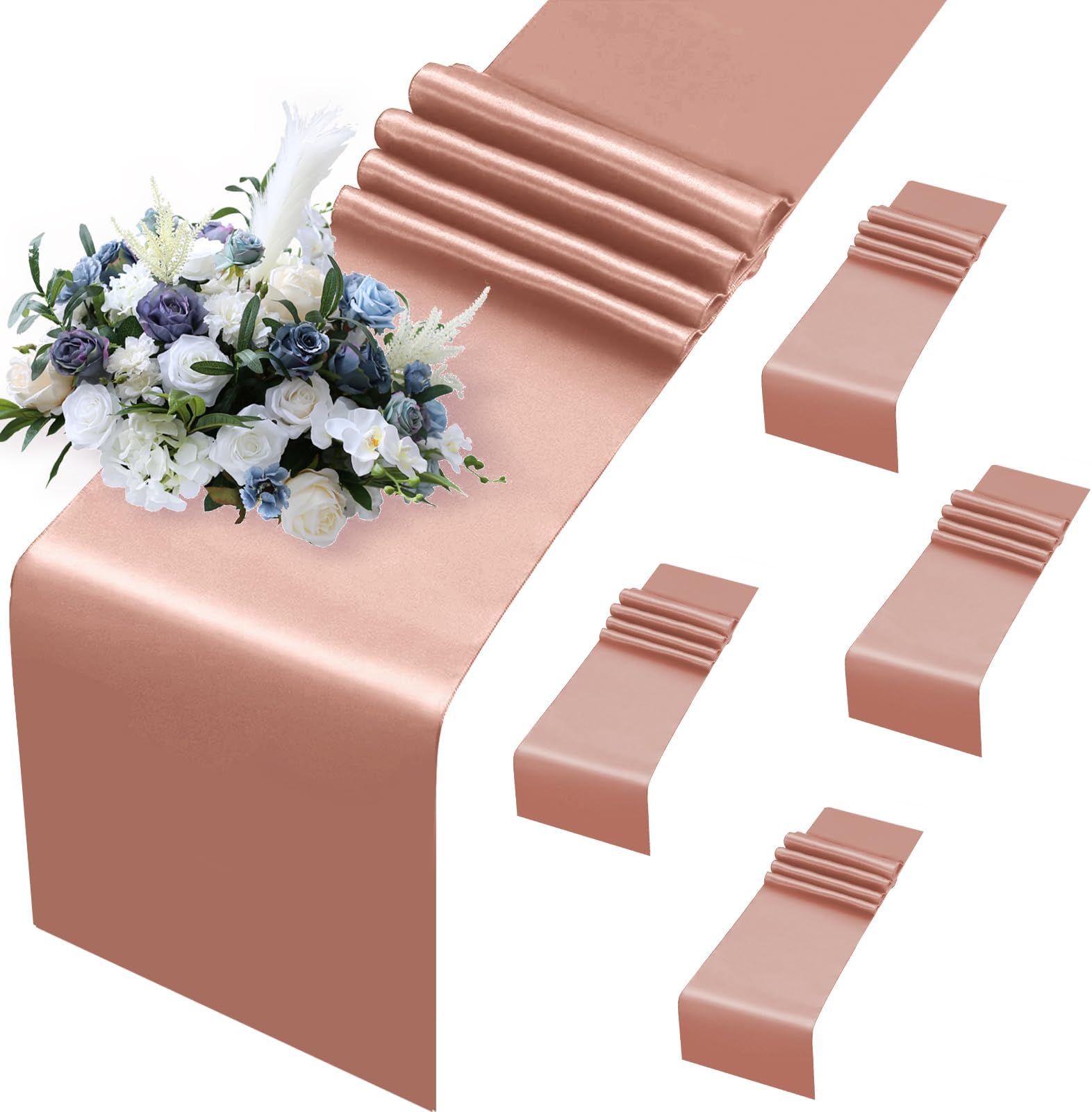 Amazon.com: Homiest 12 Pack Satin Table Runners Rose Gold Table Decor ...