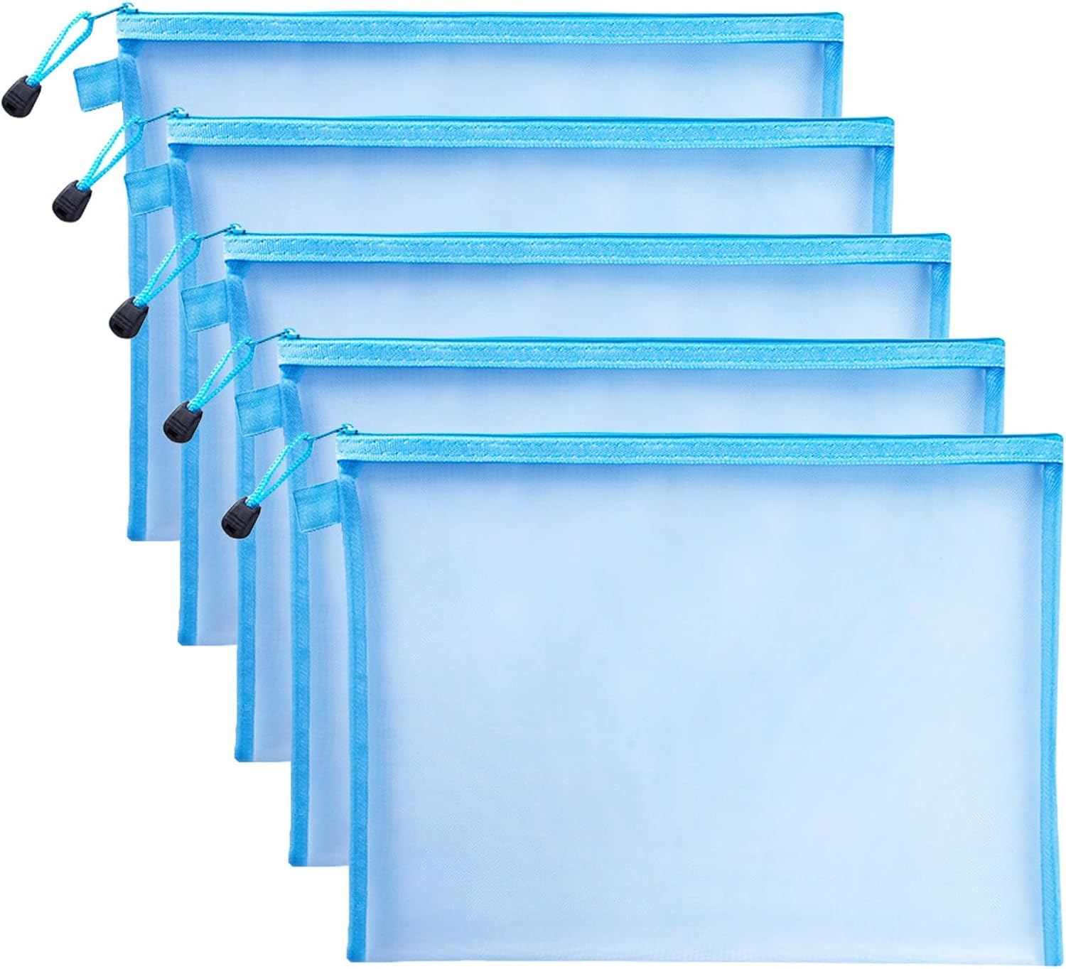 SciCent 5-Piece Plastic Wallets - A4 Zipper Mesh Pouch Blue : Amazon.co ...