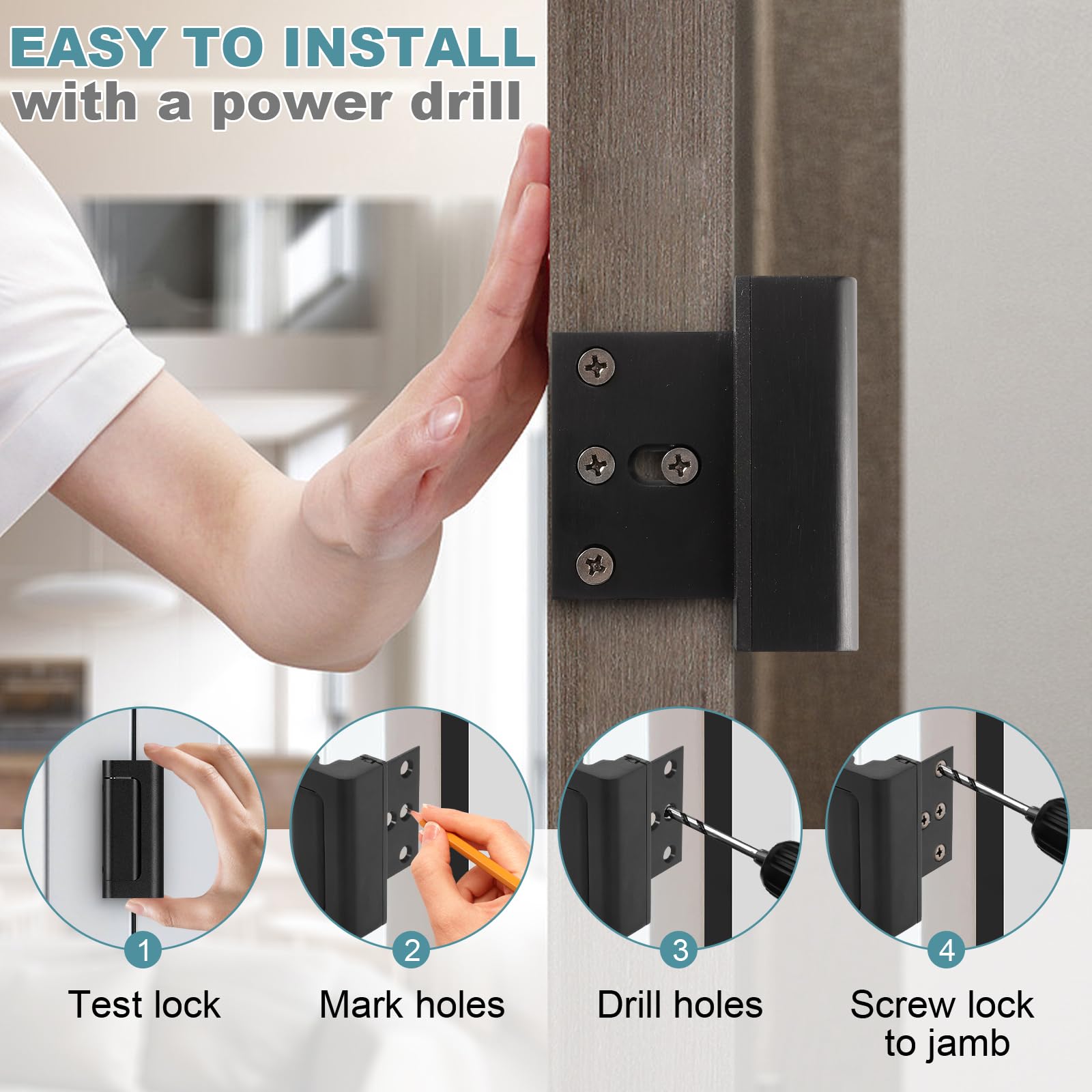 Snapklik.com : 4 Pack Door Reinforcement Lock For Home Security Door ...