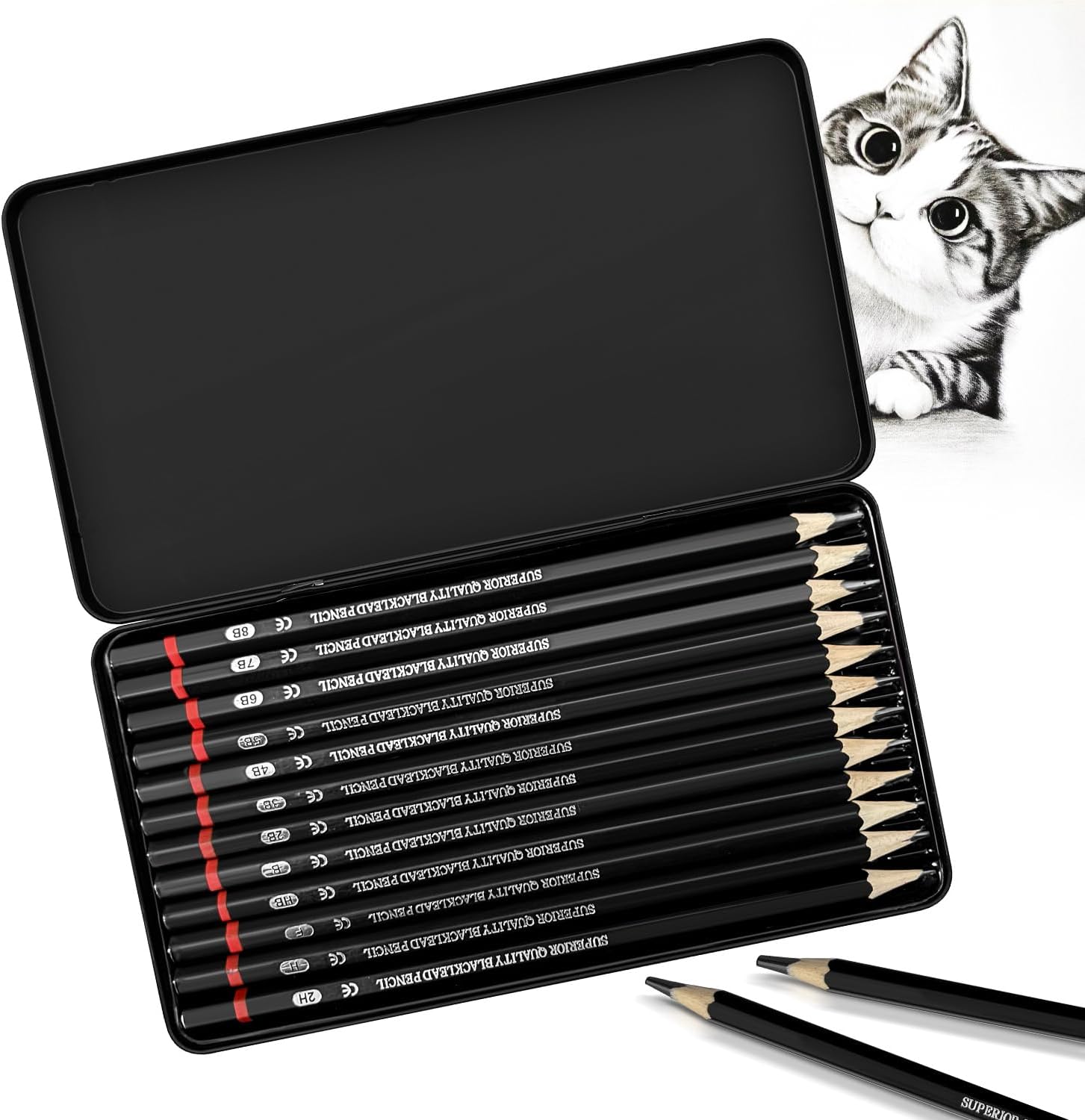 Conjunto de lápis de esboço, 12 peças, conjunto de lápis de desenho ...