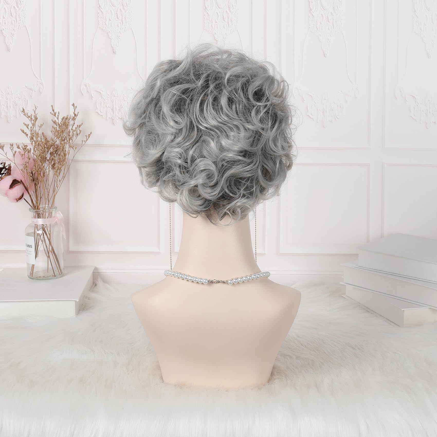 Snapklik.com : Old Lady Wig And Glasses Grey Wig Short Cosplay Grandma ...