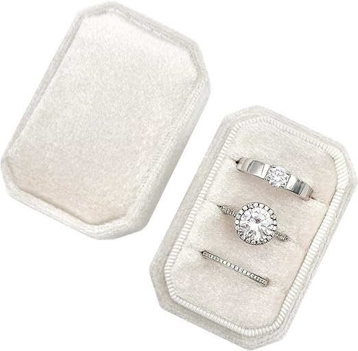Amazon.com: Beatilog Octagonal Rectangle Velvet Ring Box 3 Slots ...