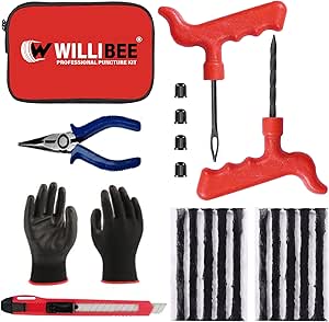 WILLIBEE 8-in-1 Tubeless Tyre Puncture Repair Kit for Car, Bike ...