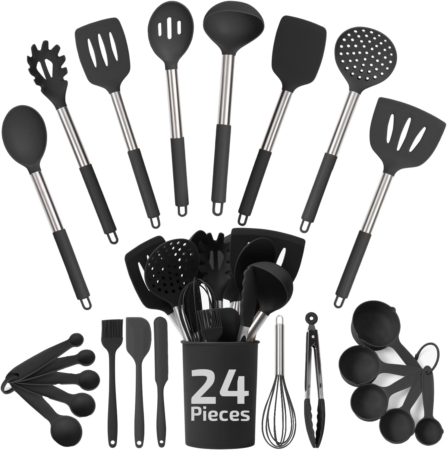 Amazon.com: Kitchen Utensils Set, 26 Pcs Non-Stick Silicone Cooking ...