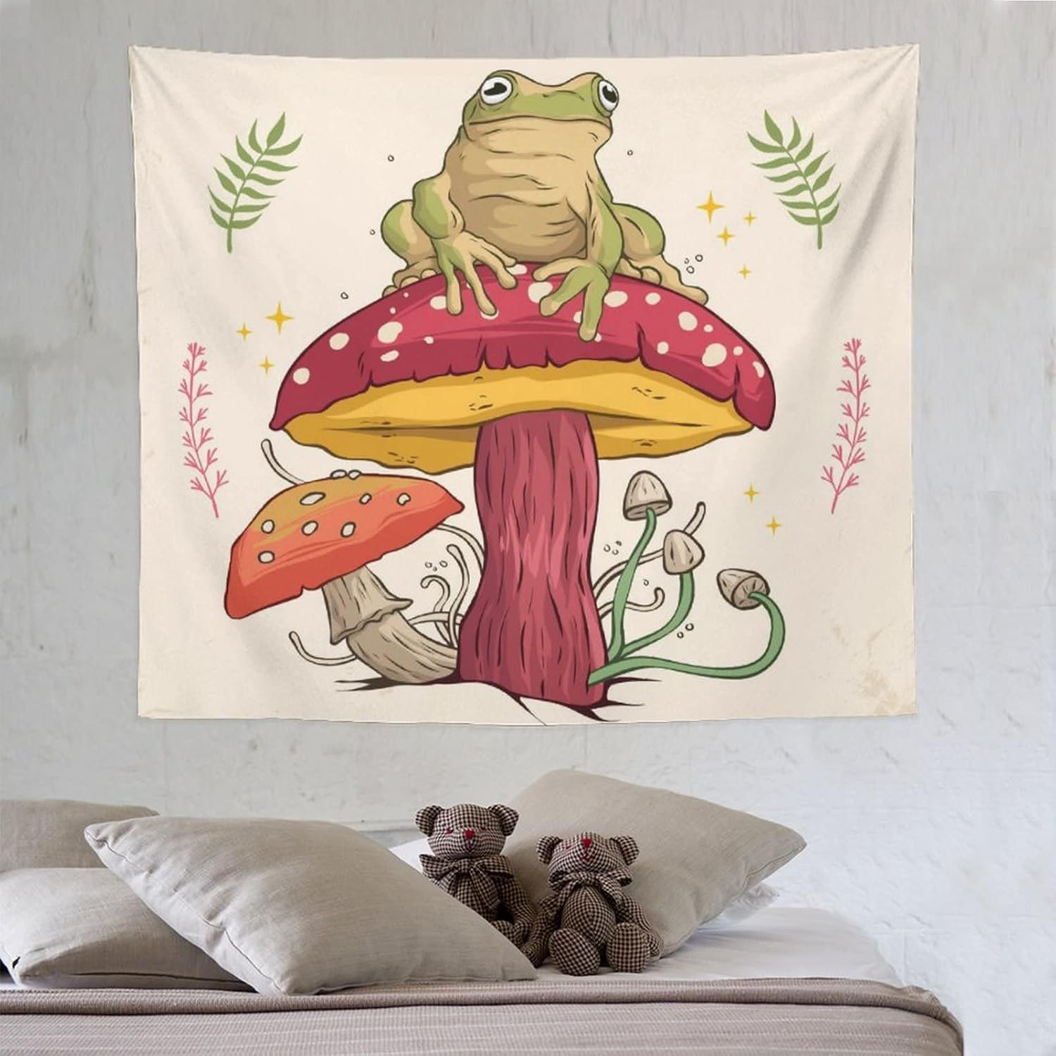 Amazon.com: Ralxion Mushroom Frog Tapestry, Cute Tapestry for Teen Girl ...