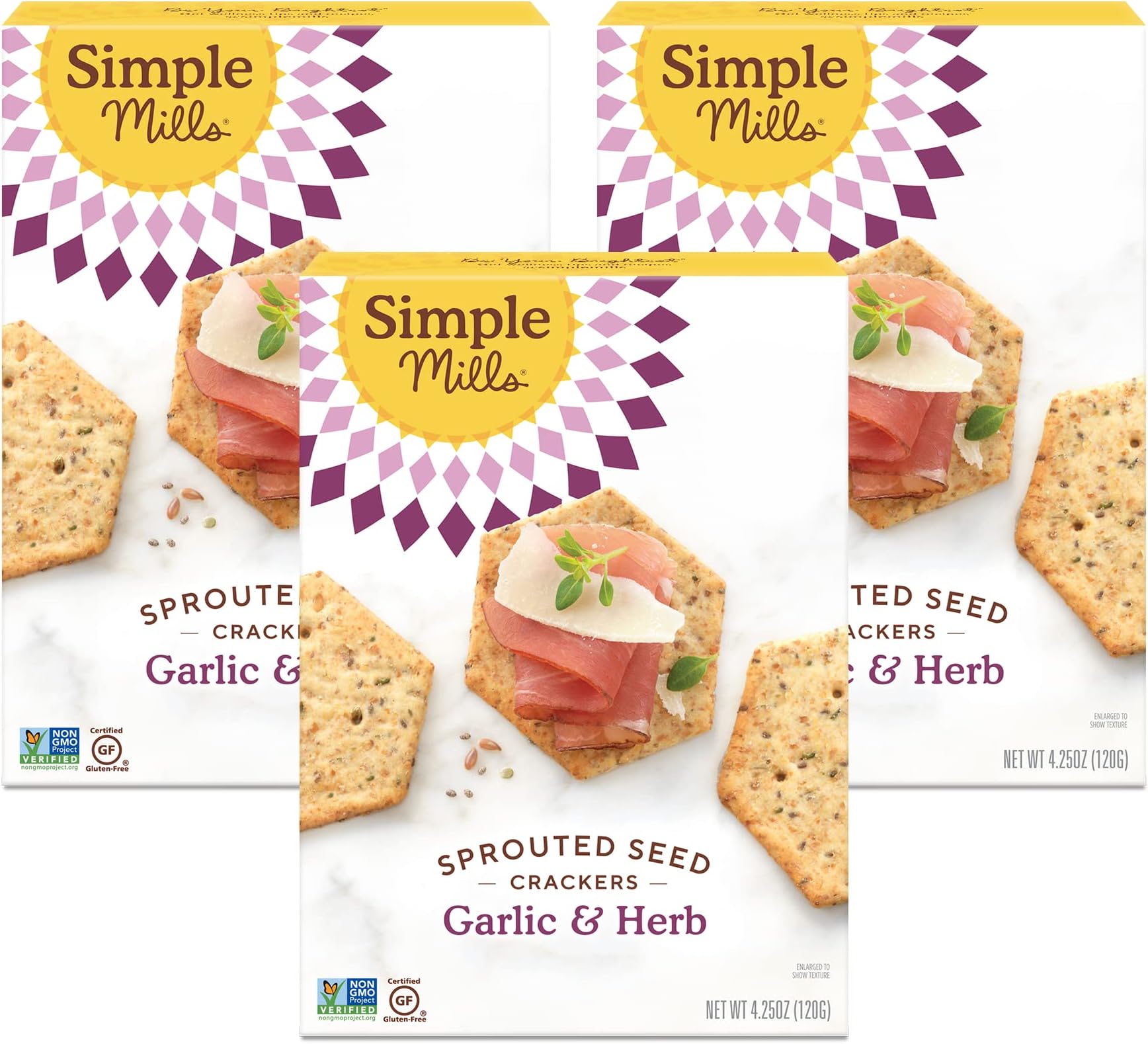 Amazon.com : Simple Mills Sprouted Seed Crackers, Garlic & Herb ...