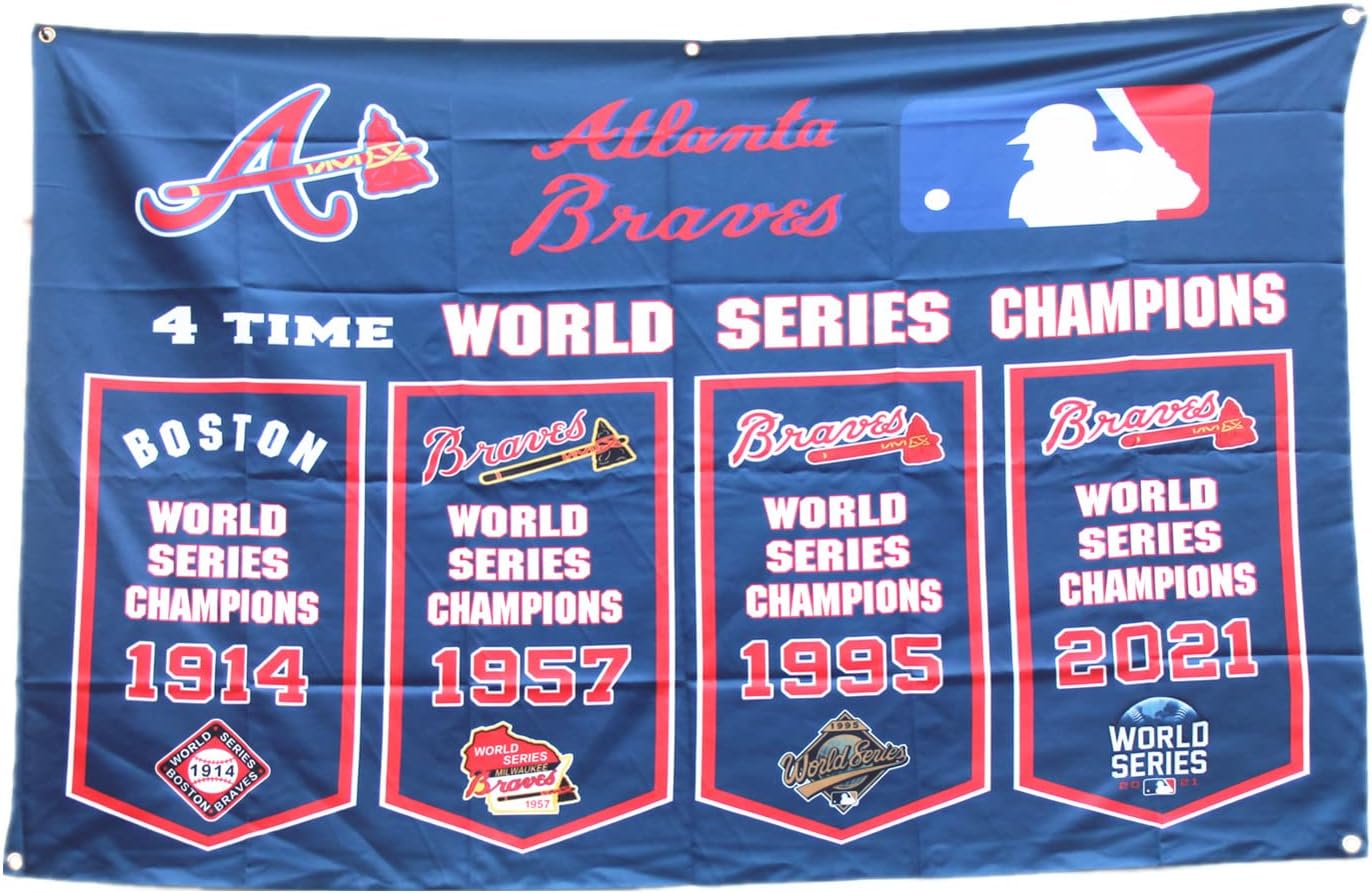 Amazon.com: ATL 1914 1957 1995 2021 Braves 4 time World champions flag ...