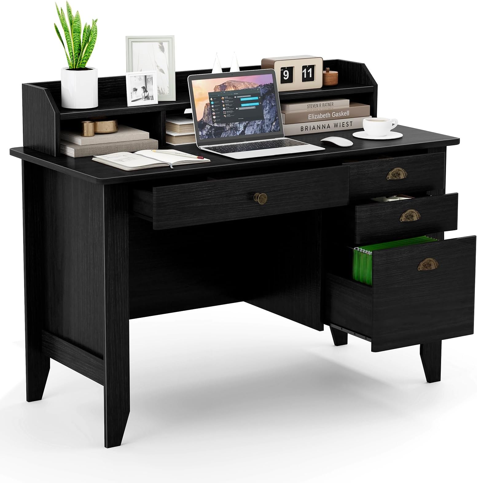 Amazon.com: TTVIEW Computer Desk with Storage Drawers & USB Charging ...