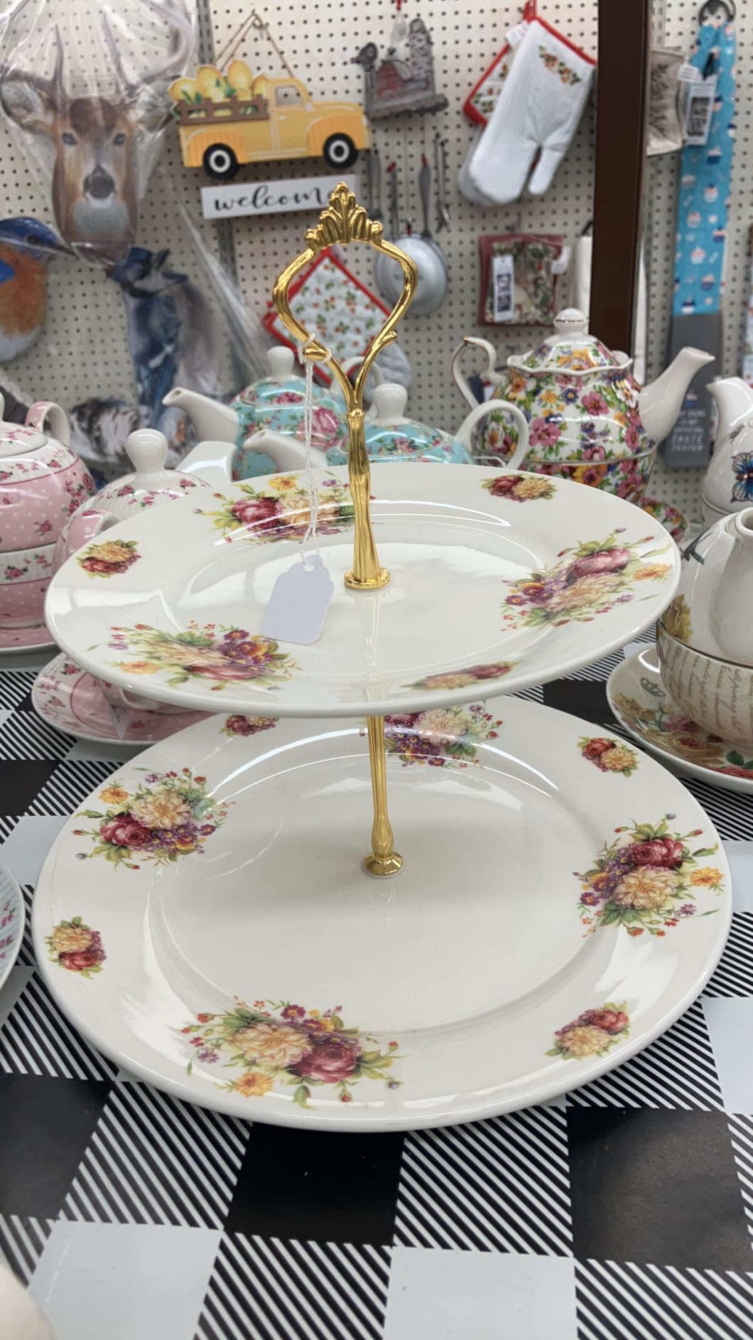 Amazon.com: Mezchi Set of 2 Porcelain Cupcake Stand, 3 Tier and 2 Tier ...