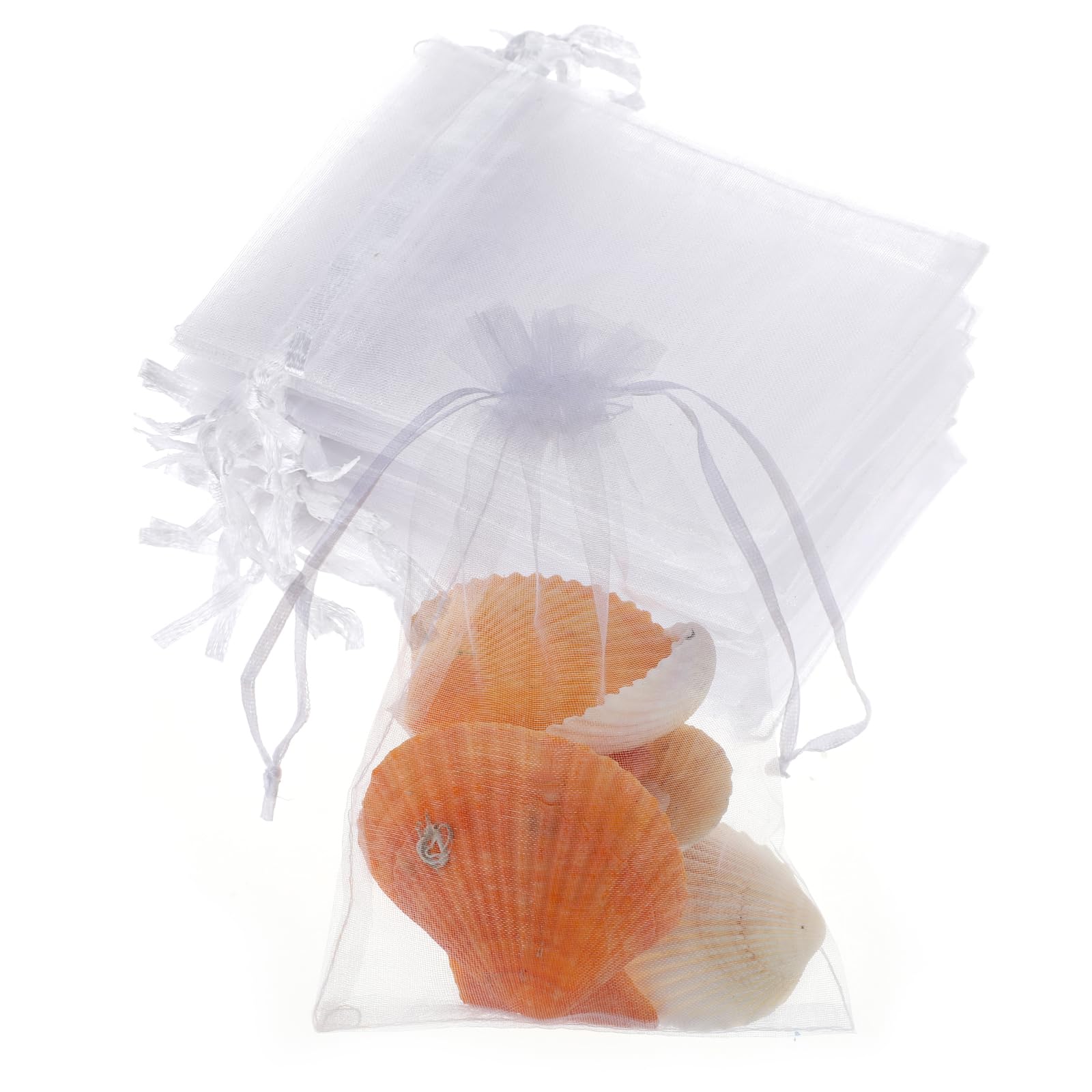 Amazon.com: 50 Piece Organza Bags 4X6" White Small Mesh Bags Drawstring ...